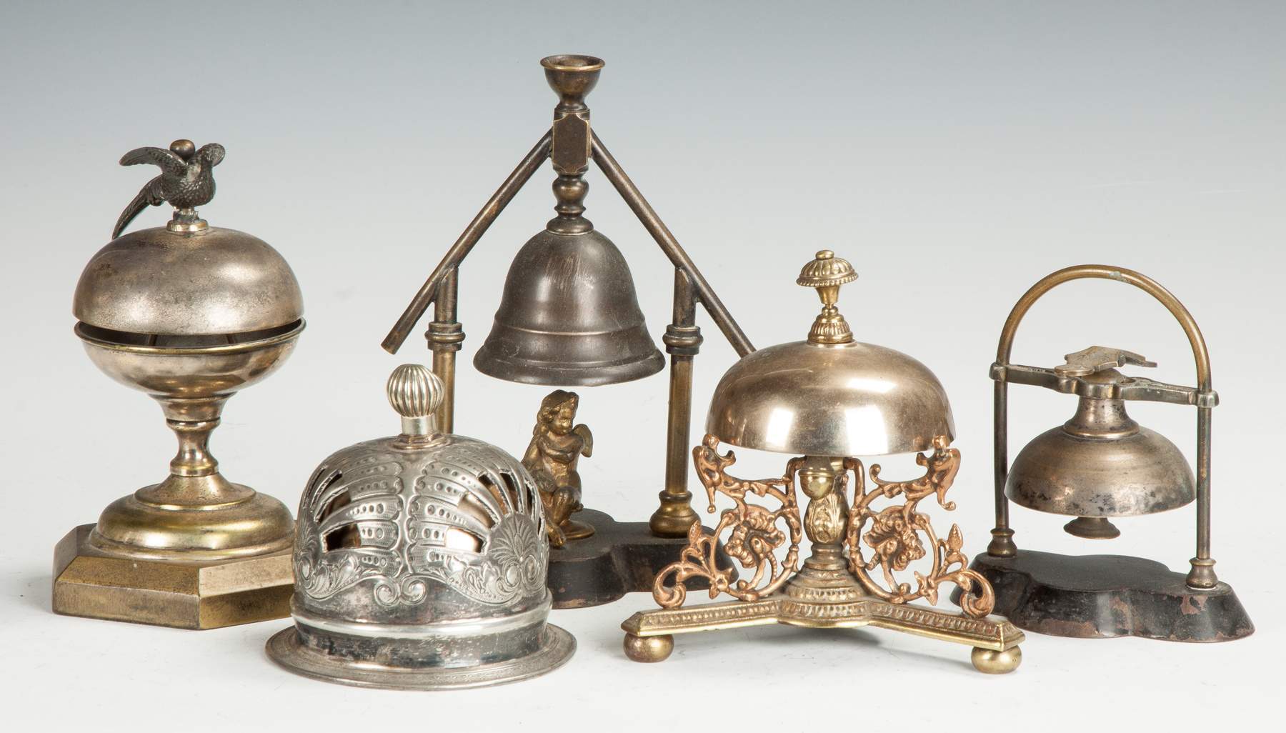 Five Victorian Brass & Silver Bells | Cottone Auctions
