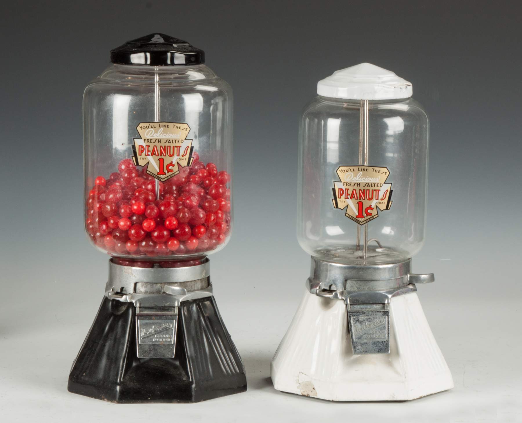 Two Vintage North Western, Morris, IL, One Cent Peanut Machines ...