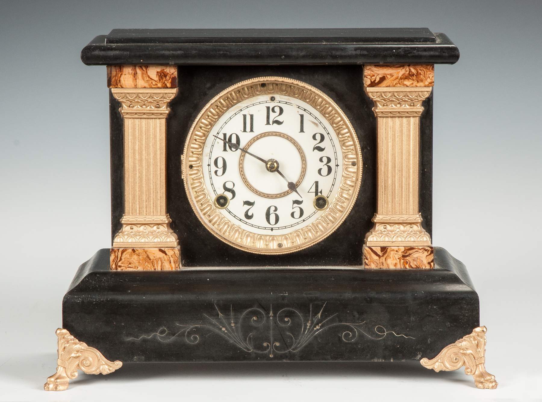 Faux Marble Mantle Clock | Cottone Auctions