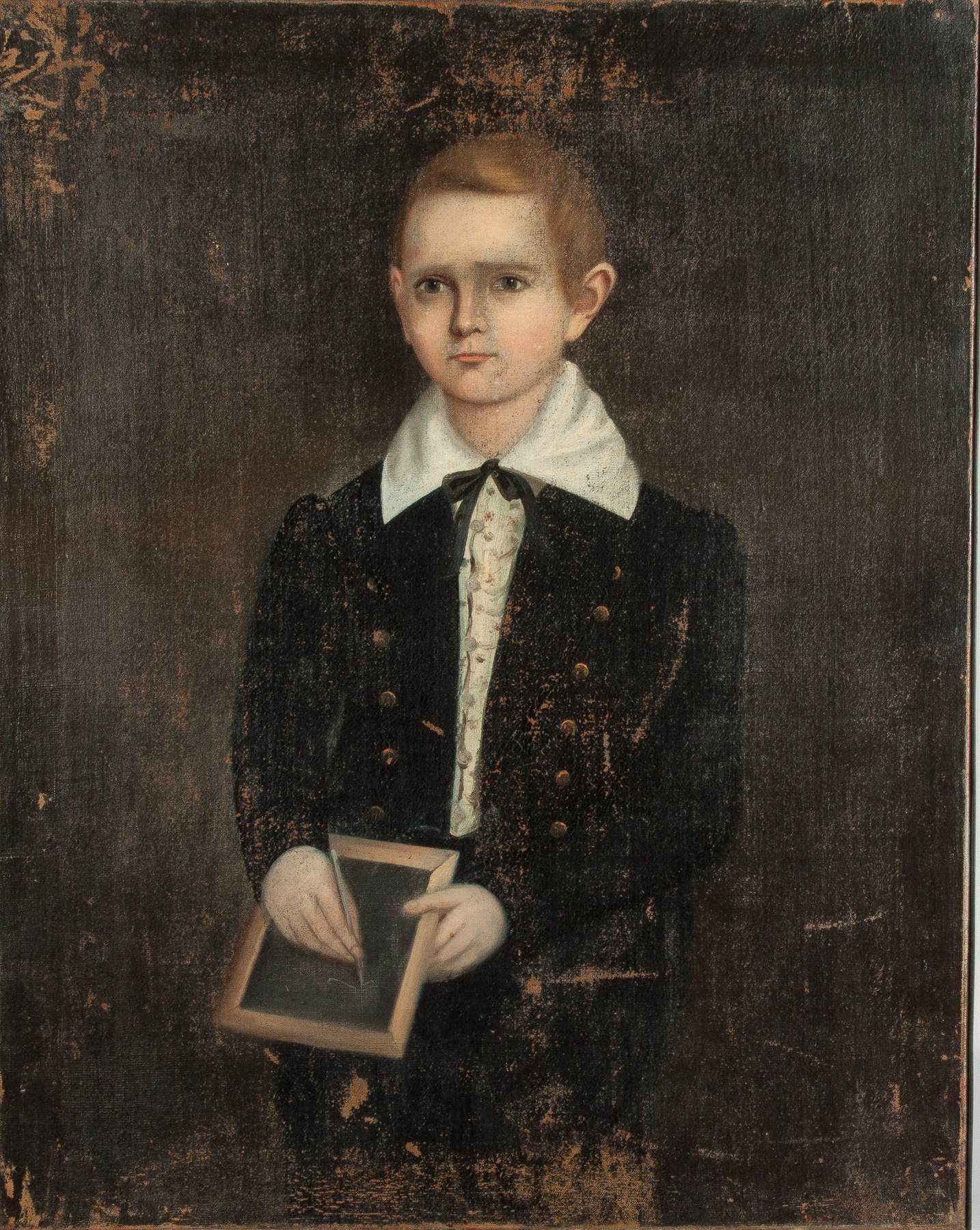 American Portrait of a young boy with slate board | Cottone Auctions