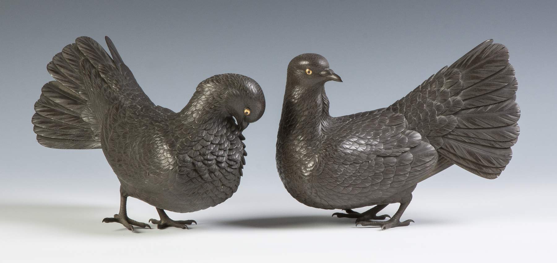 A Fine Pair of Bronze Doves | Cottone Auctions