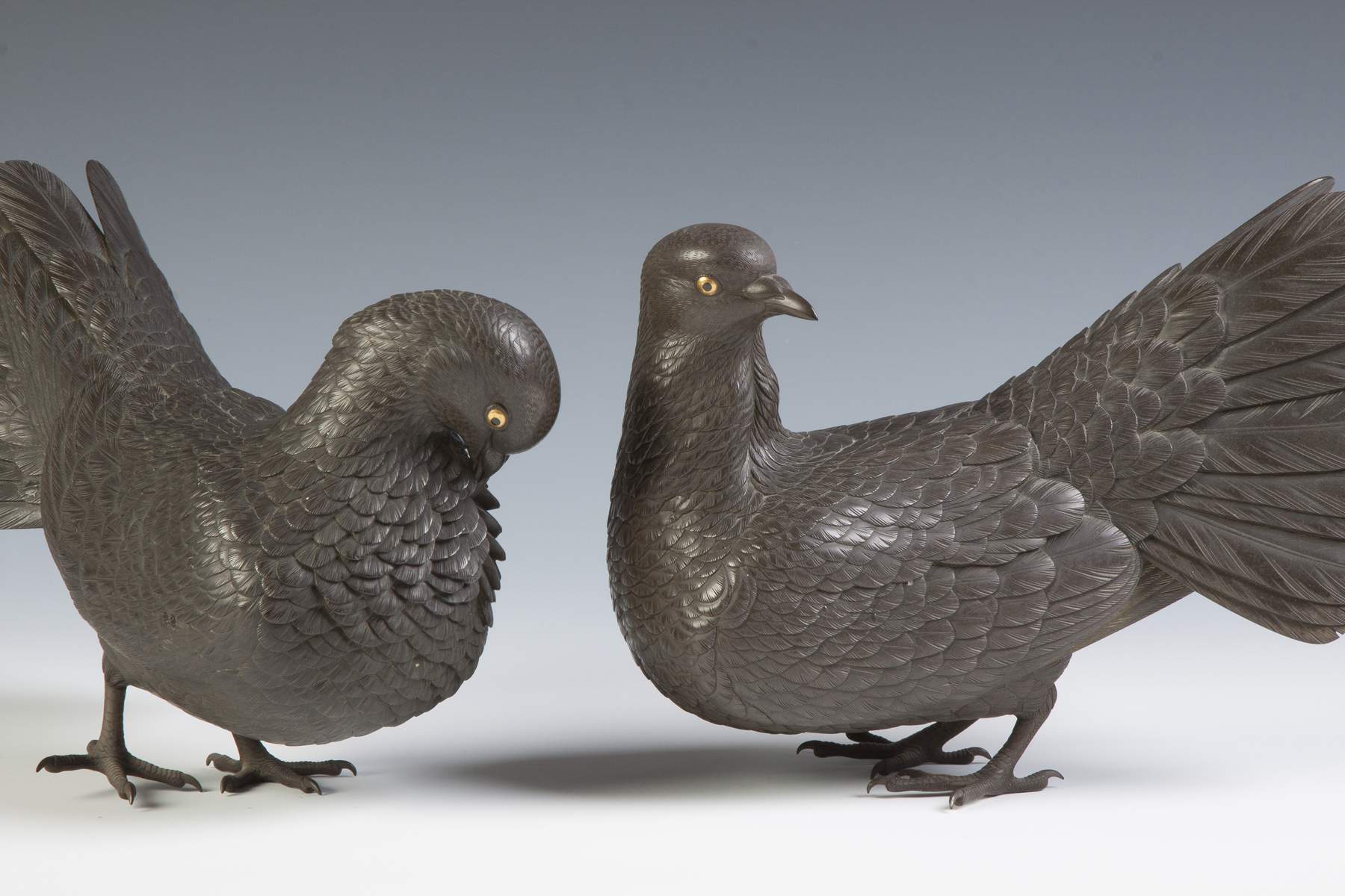 A Fine Pair of Bronze Doves | Cottone Auctions