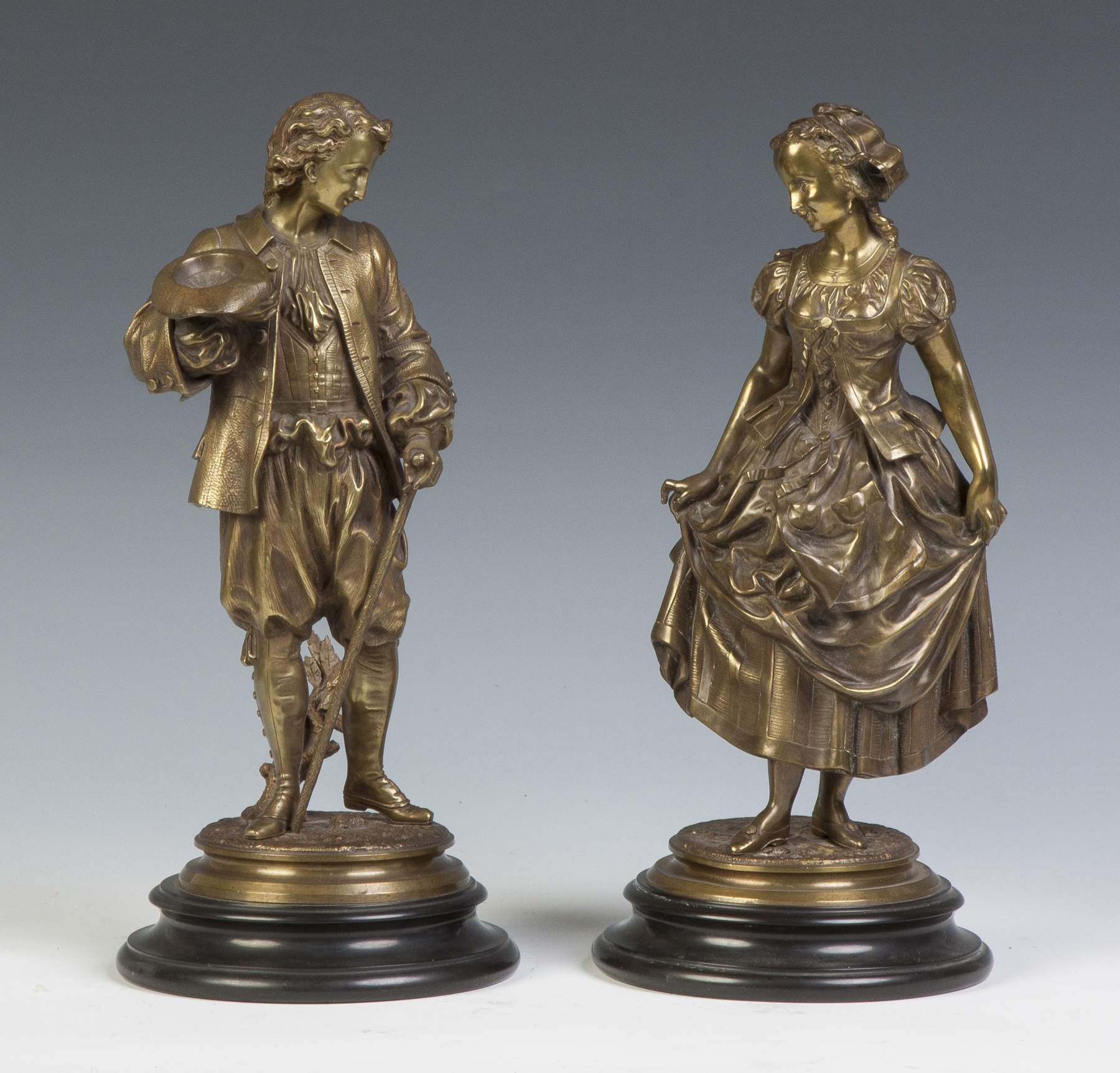 Gilded Bronze Sculptures of a Courting Couple | Cottone Auctions