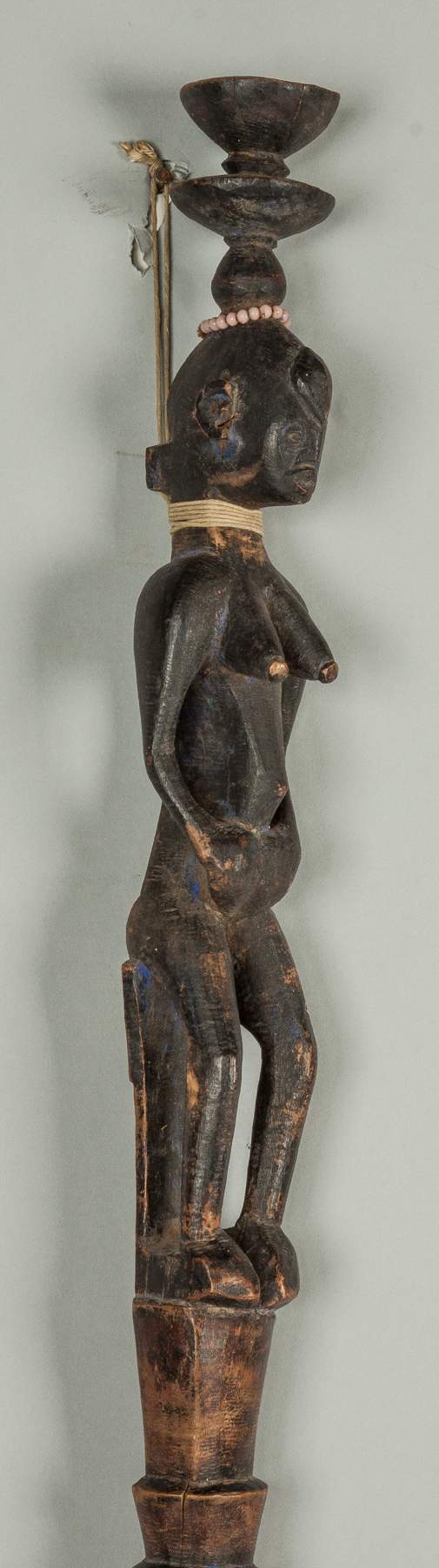 African Ceremonial Staff with Seated Female Figure | Cottone Auctions