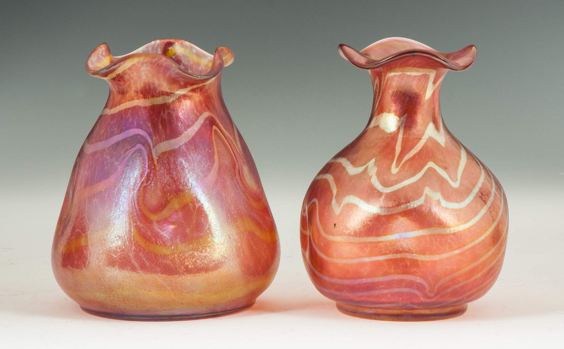 Two Loetz Decorated Red Vases | Cottone Auctions
