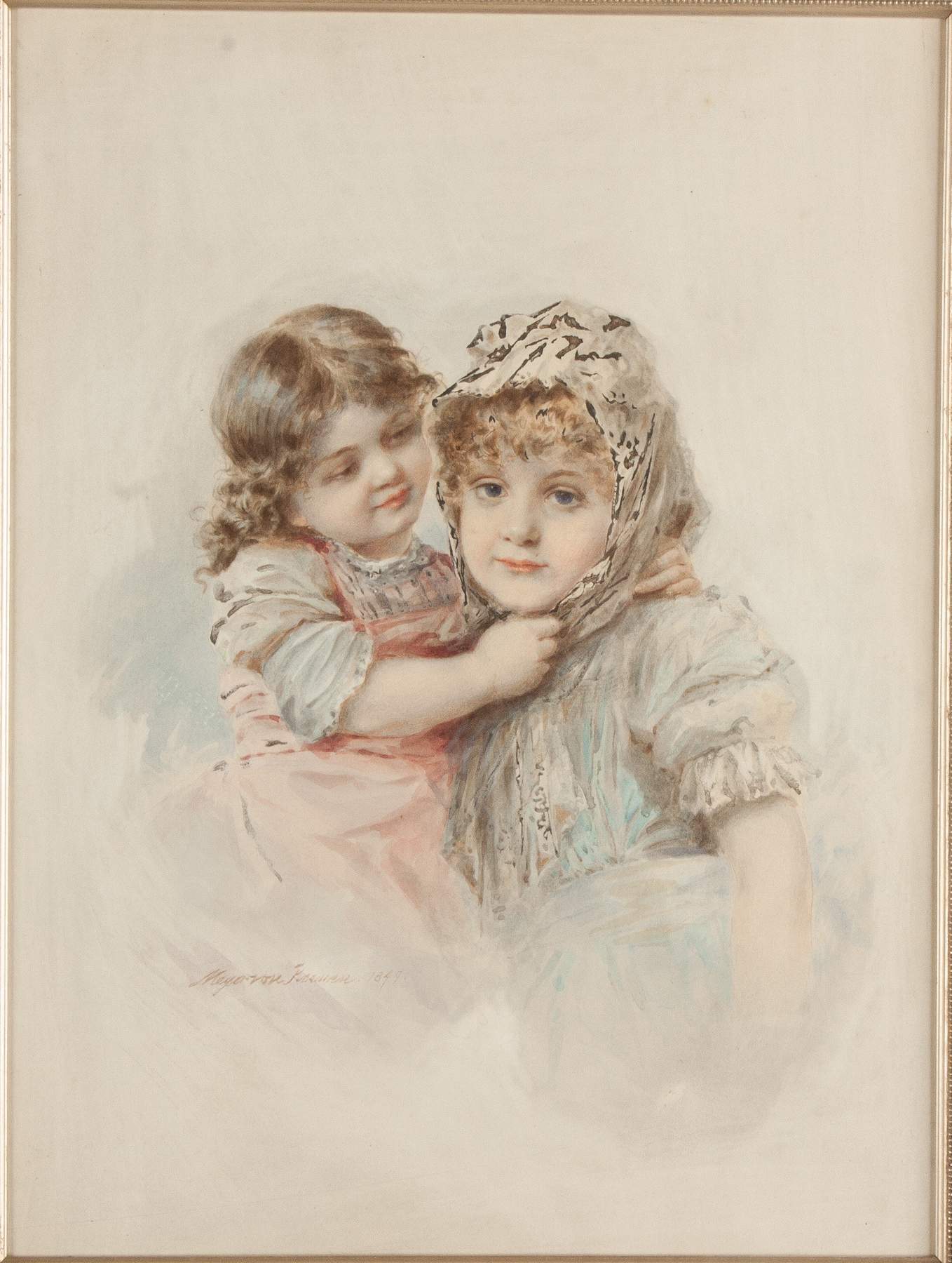 Johann Gerof Meyer von Bremen (German, 1813-1886) Watercolor of two ...
