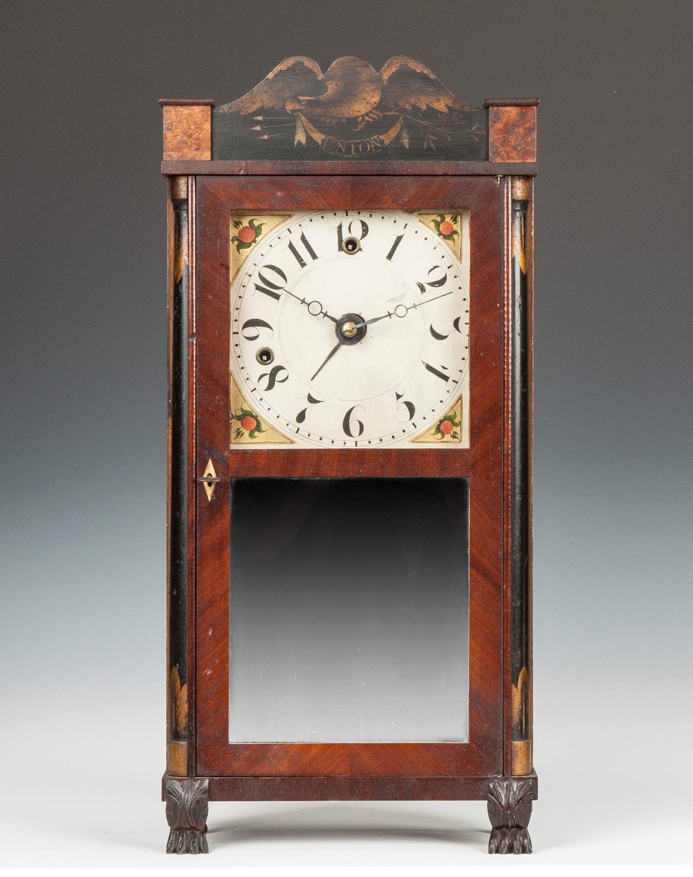 Miniature Silas Hoadley Stenciled Column & Splat Shelf Clock | Cottone ...