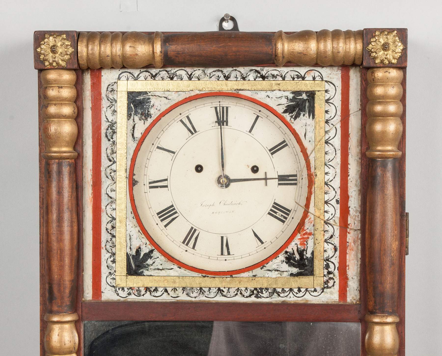 Joseph Chadwick Mirror Clock, Boscawen, NH | Cottone Auctions