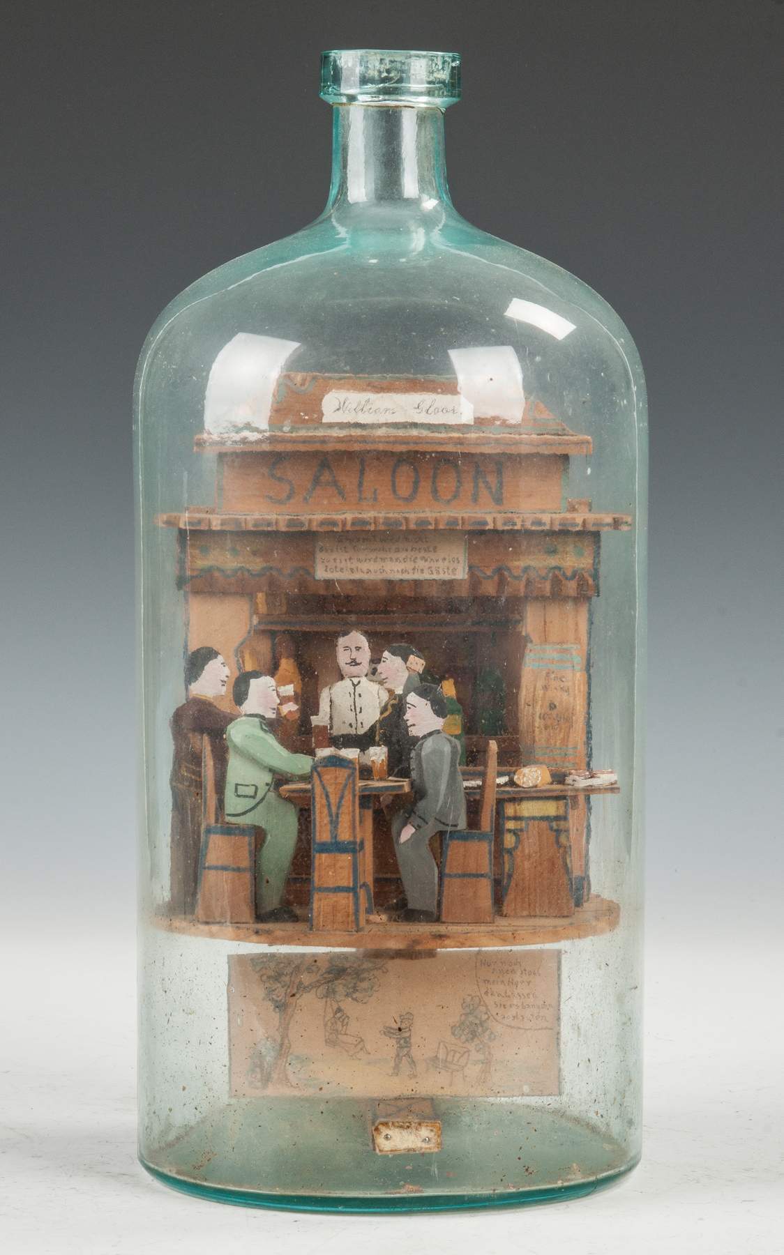 Carl Worner NY State Carved & Painted Folk Art Saloon in a Bottle ...