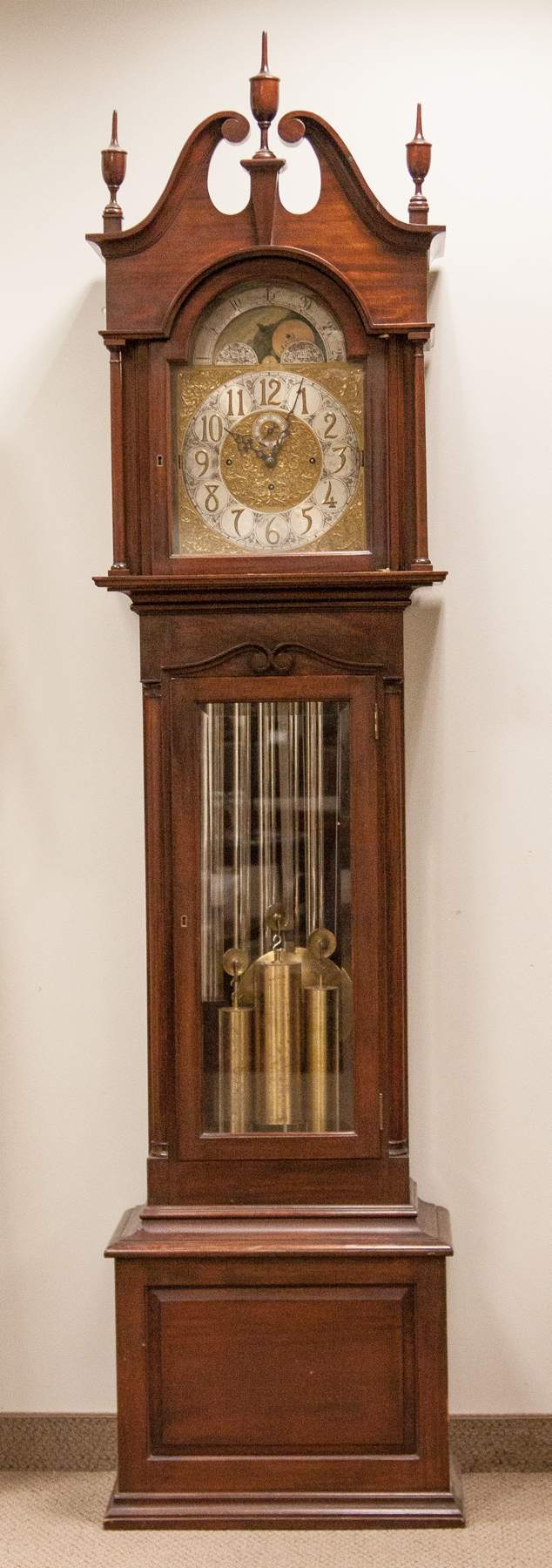 Colonial Revival Figured Mahogany Clock | Cottone Auctions