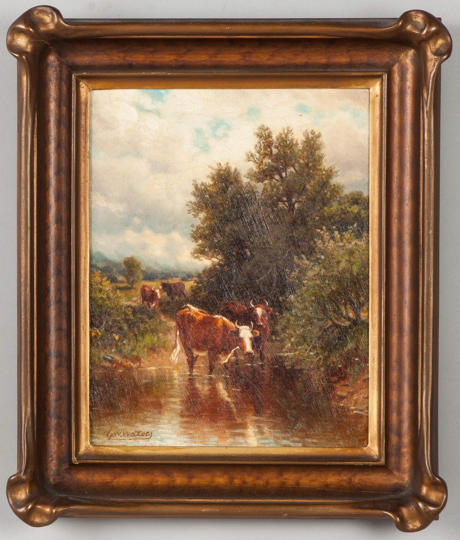 George Waters (American, 1832-1912) Cows in a stream | Cottone Auctions