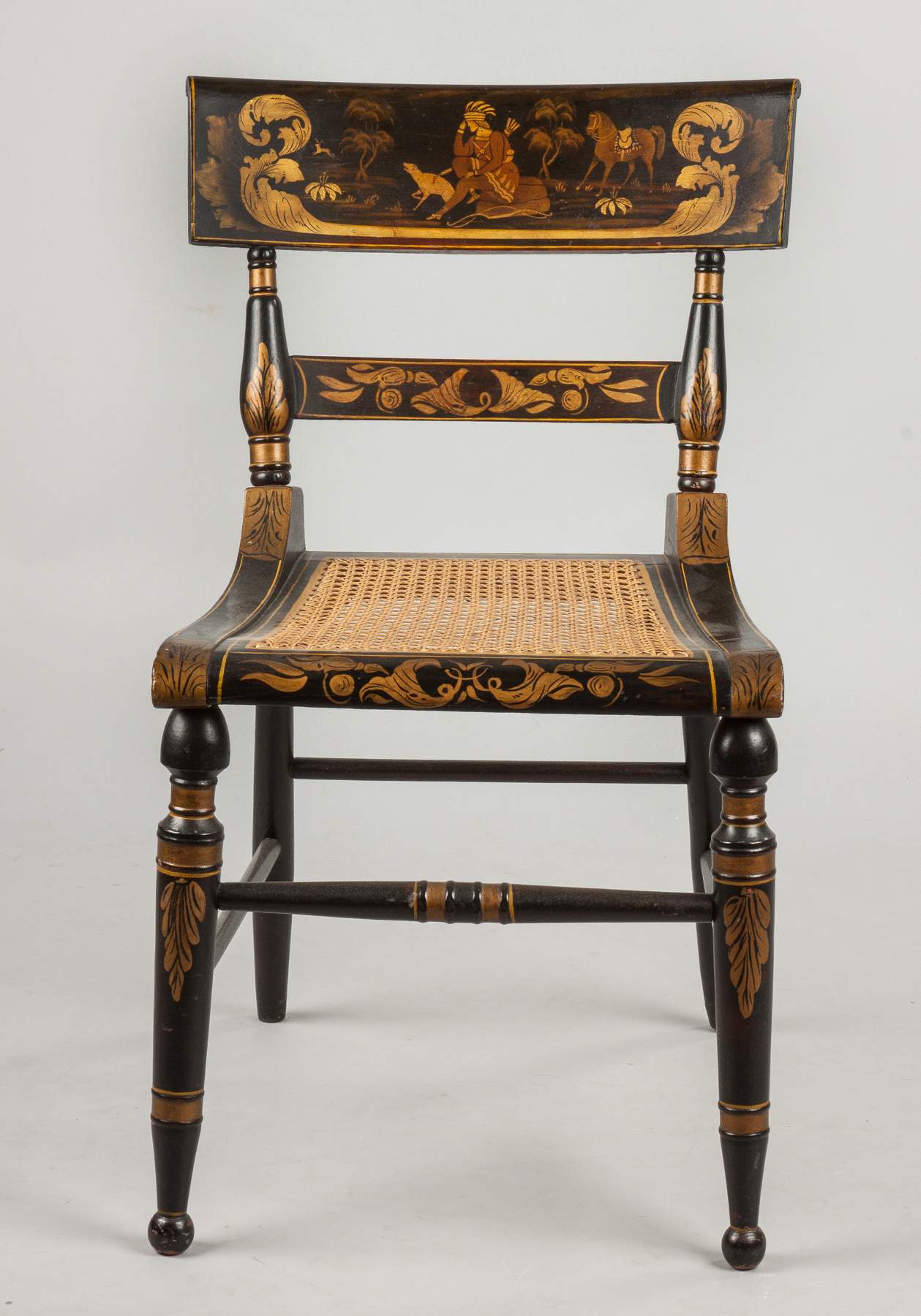 Stenciled Side Chair with Native American Scene | Cottone Auctions