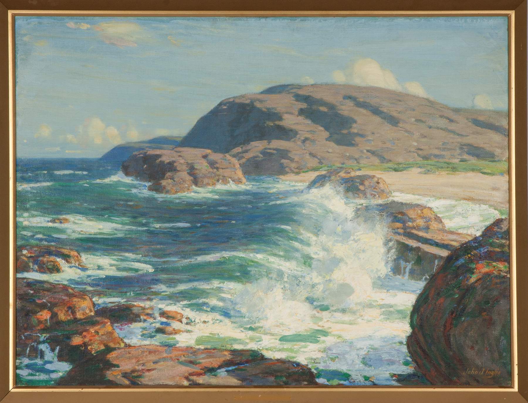 John J. Inglis (American, 1867-1946) Seascape with Rocky Coast ...