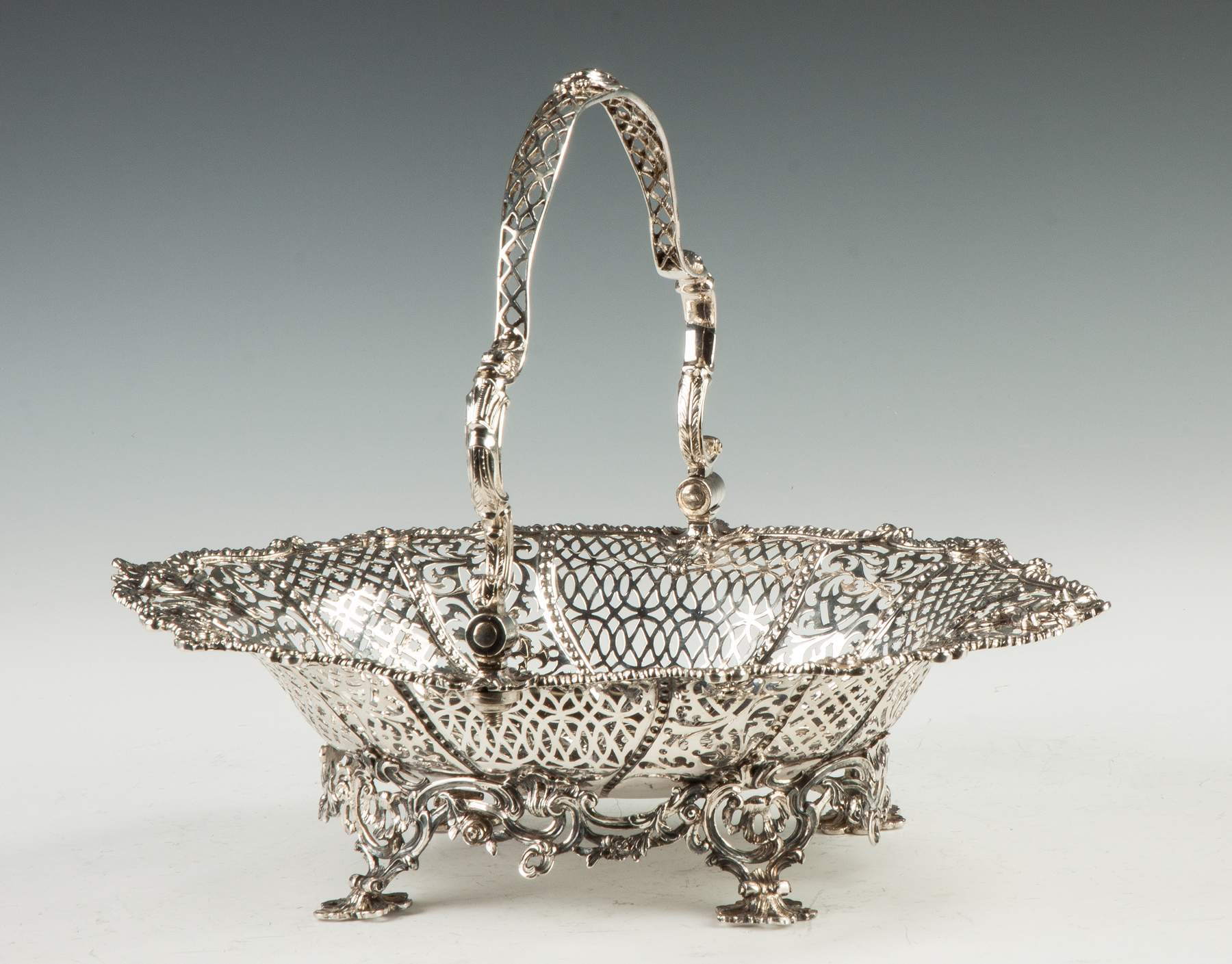 Fine George II, Samuel Herbert & Co. Sterling Silver Cake Basket ...