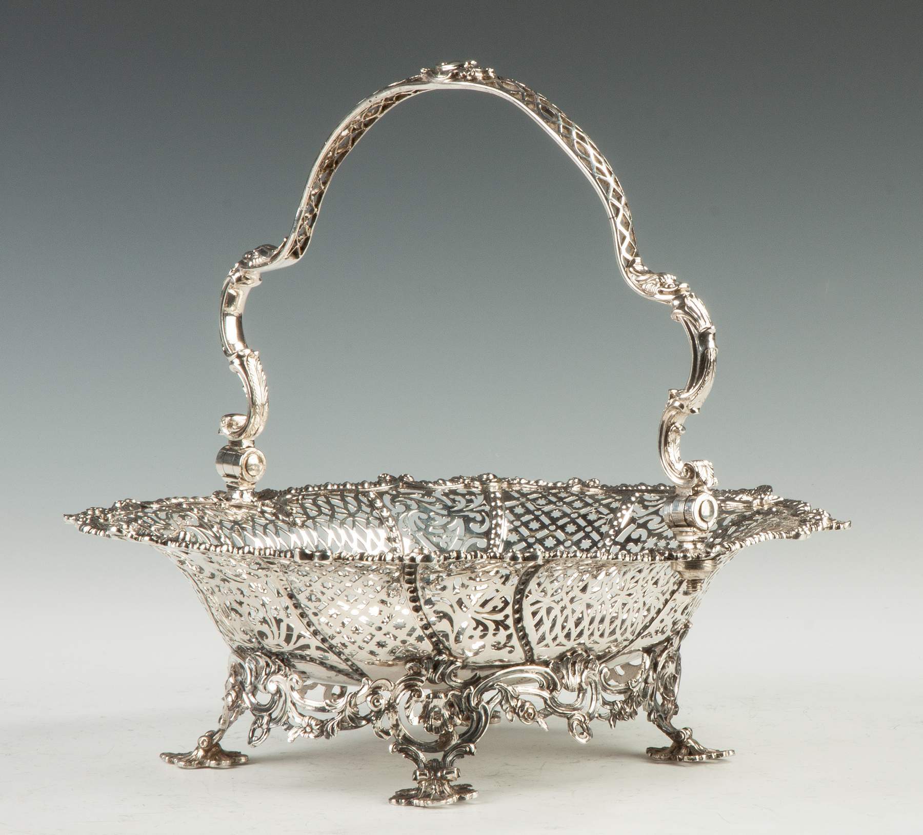 Fine George II, Samuel Herbert & Co. Sterling Silver Cake Basket ...