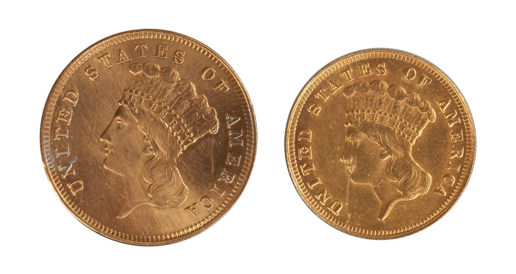 Two Three Dollar Gold Coins | Cottone Auctions