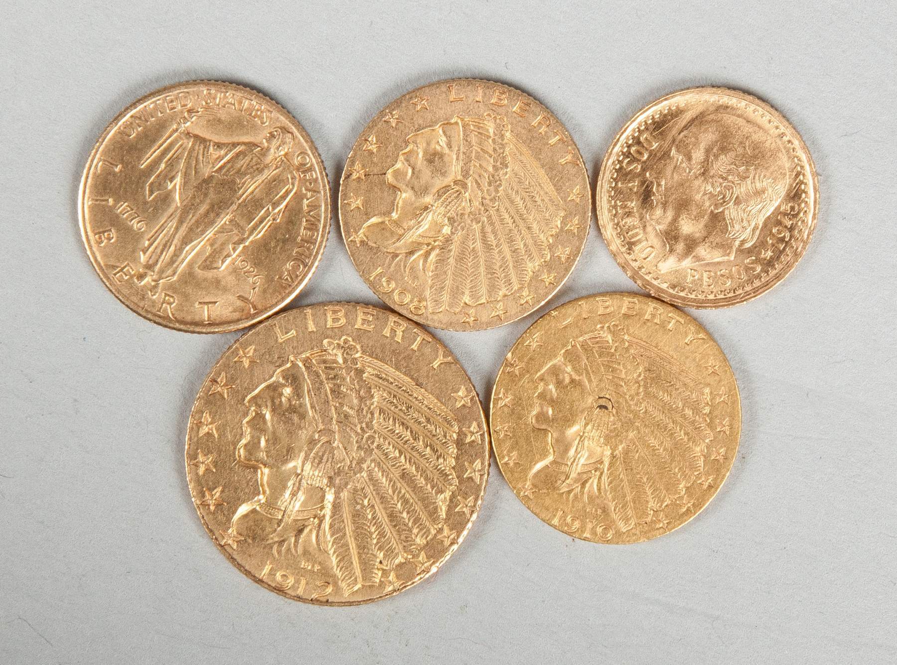 Group of Five Gold Coins | Cottone Auctions