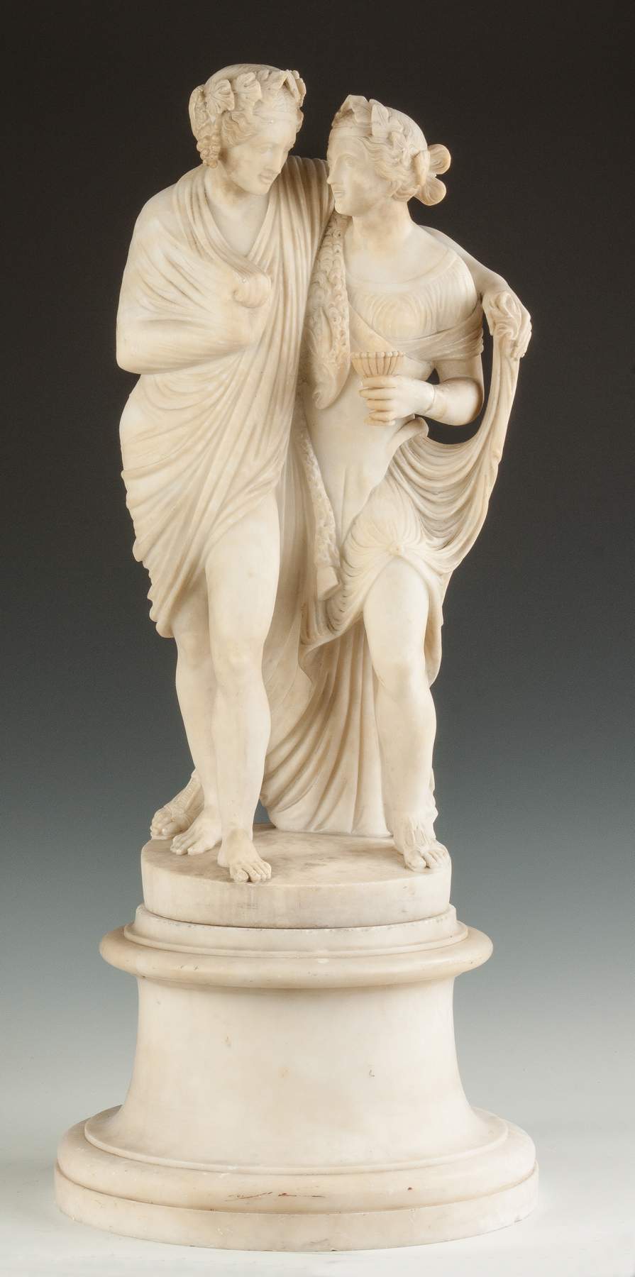 Alabaster Sculpture of Two Women | Cottone Auctions