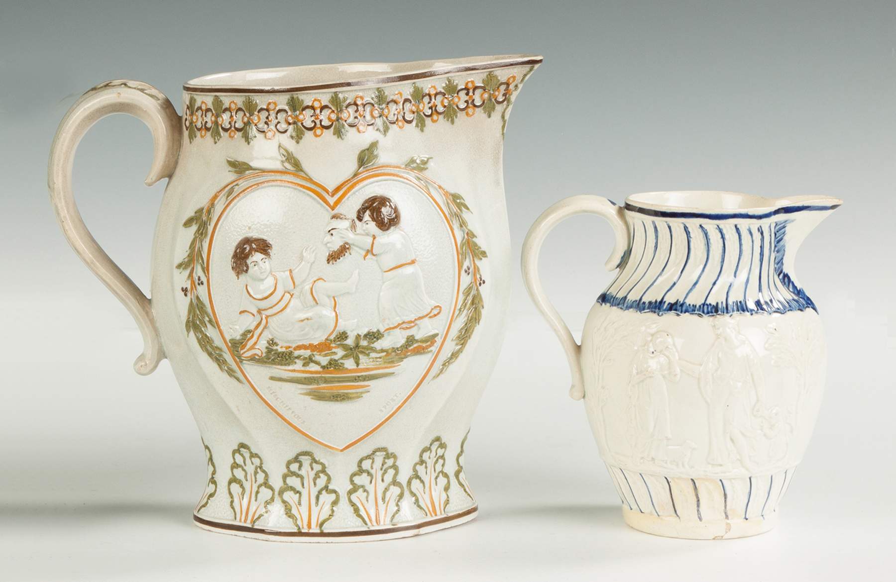 Two Pearlware Pitchers | Cottone Auctions