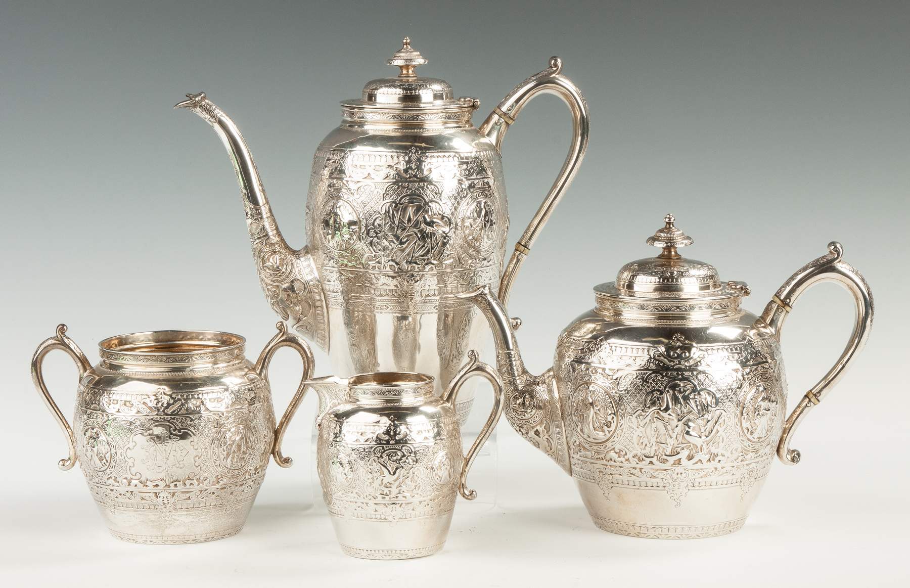 James Ross, Glasgow, English Sterling Silver 4-Piece Tea Set | Cottone ...