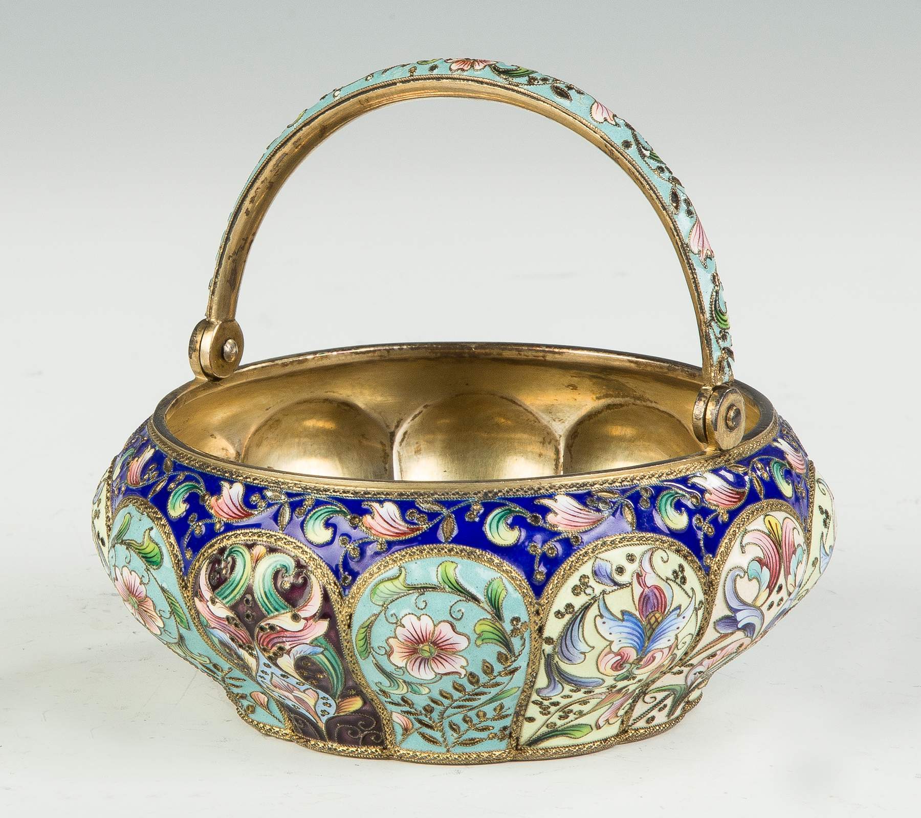 Russian Enameled Silver Basket | Cottone Auctions