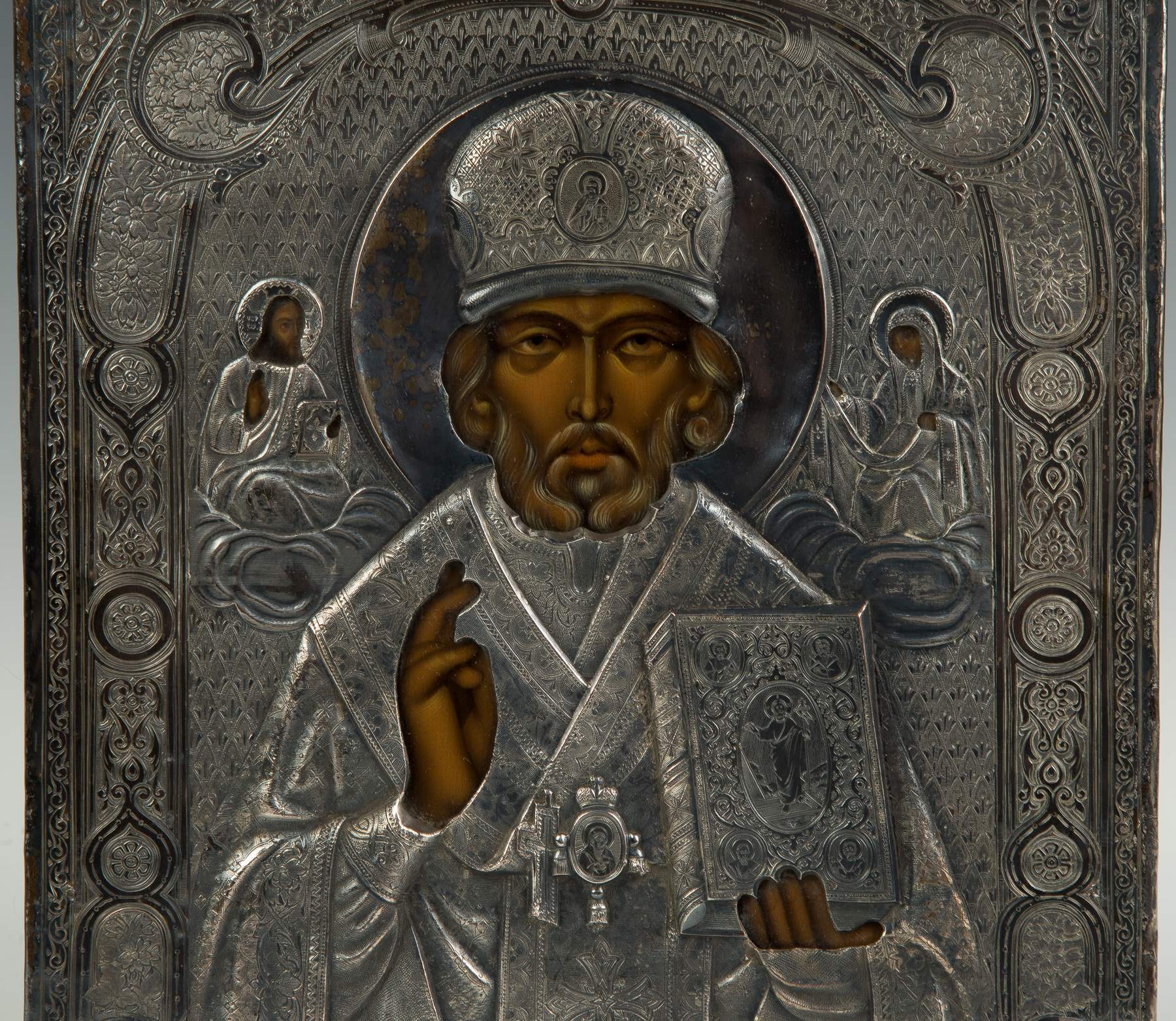 Russian Icon, Patinaed Metal and Hand Painted | Cottone Auctions