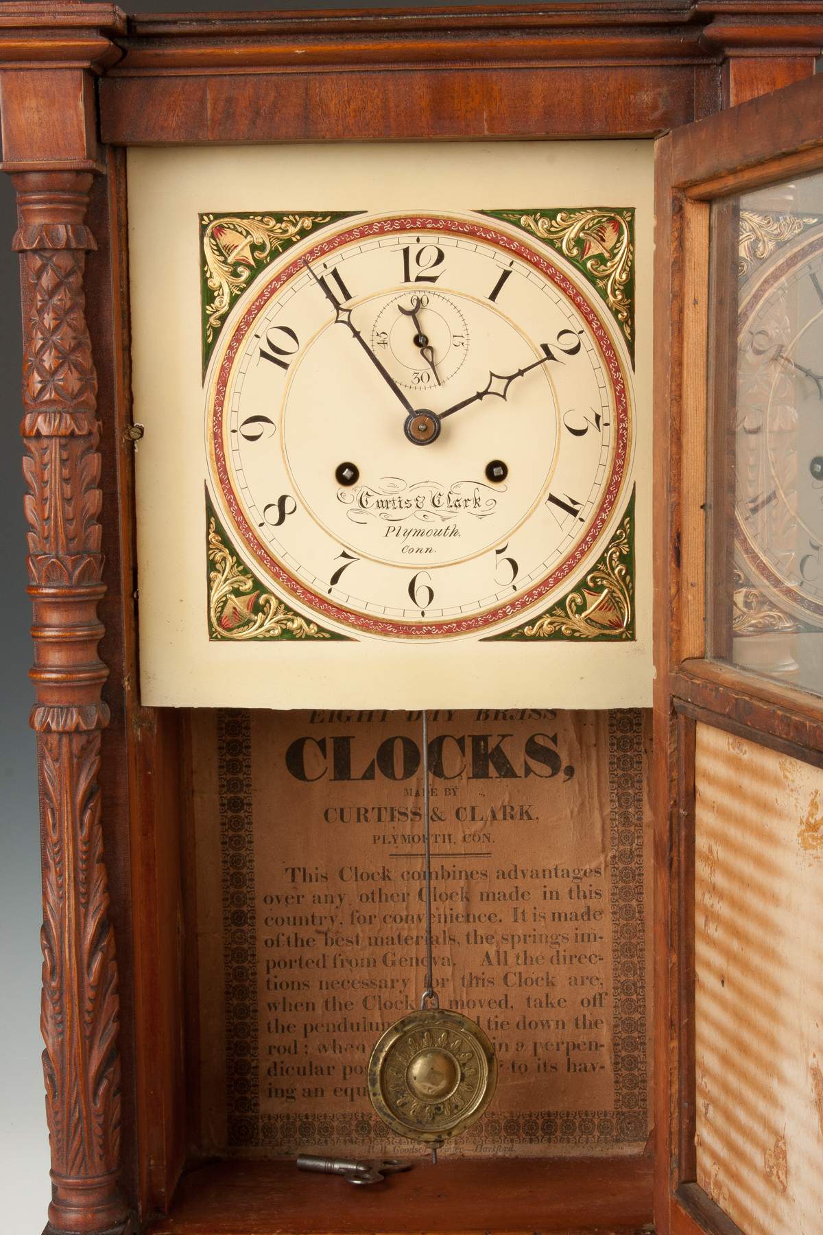Curtis and Clark Carved Column Miniature Shelf Clock | Cottone Auctions