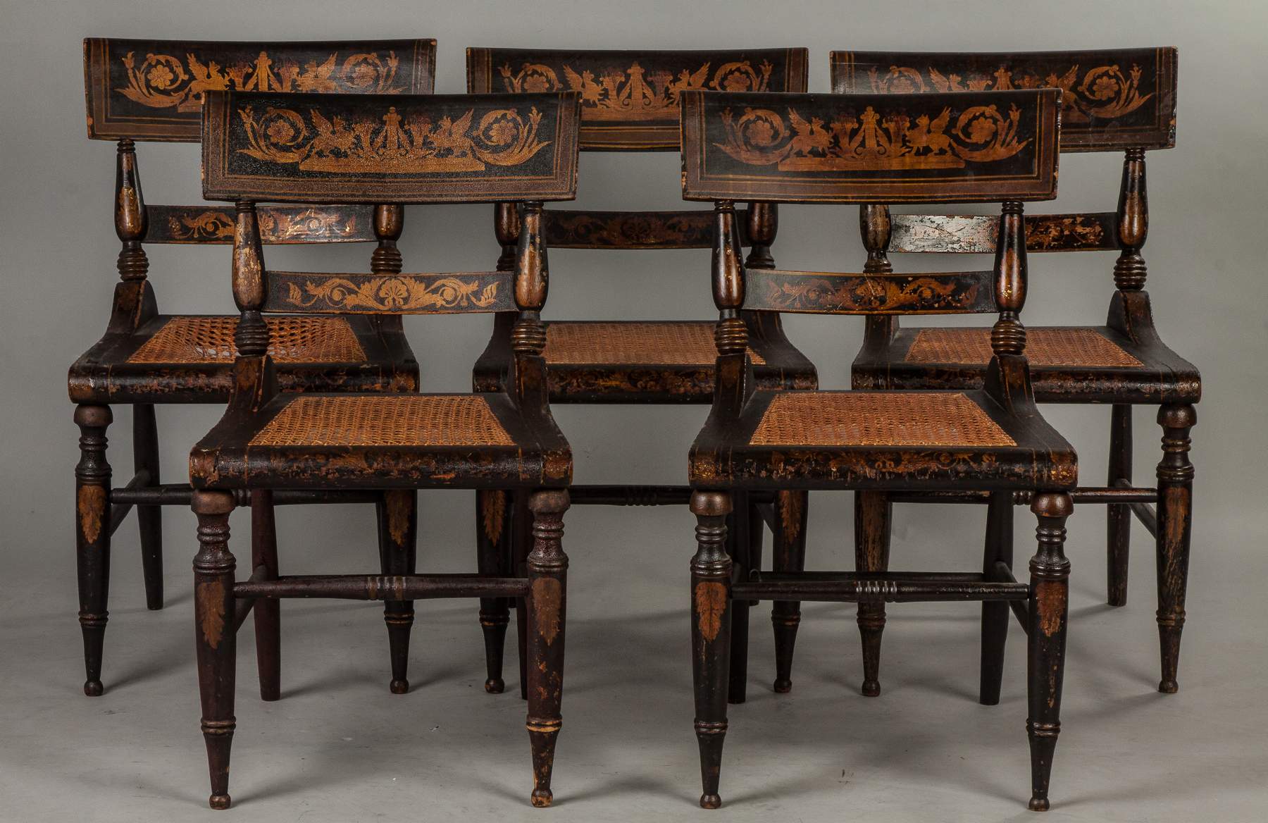 Set of Five Stenciled & Painted Baltimore Side Chairs | Cottone Auctions