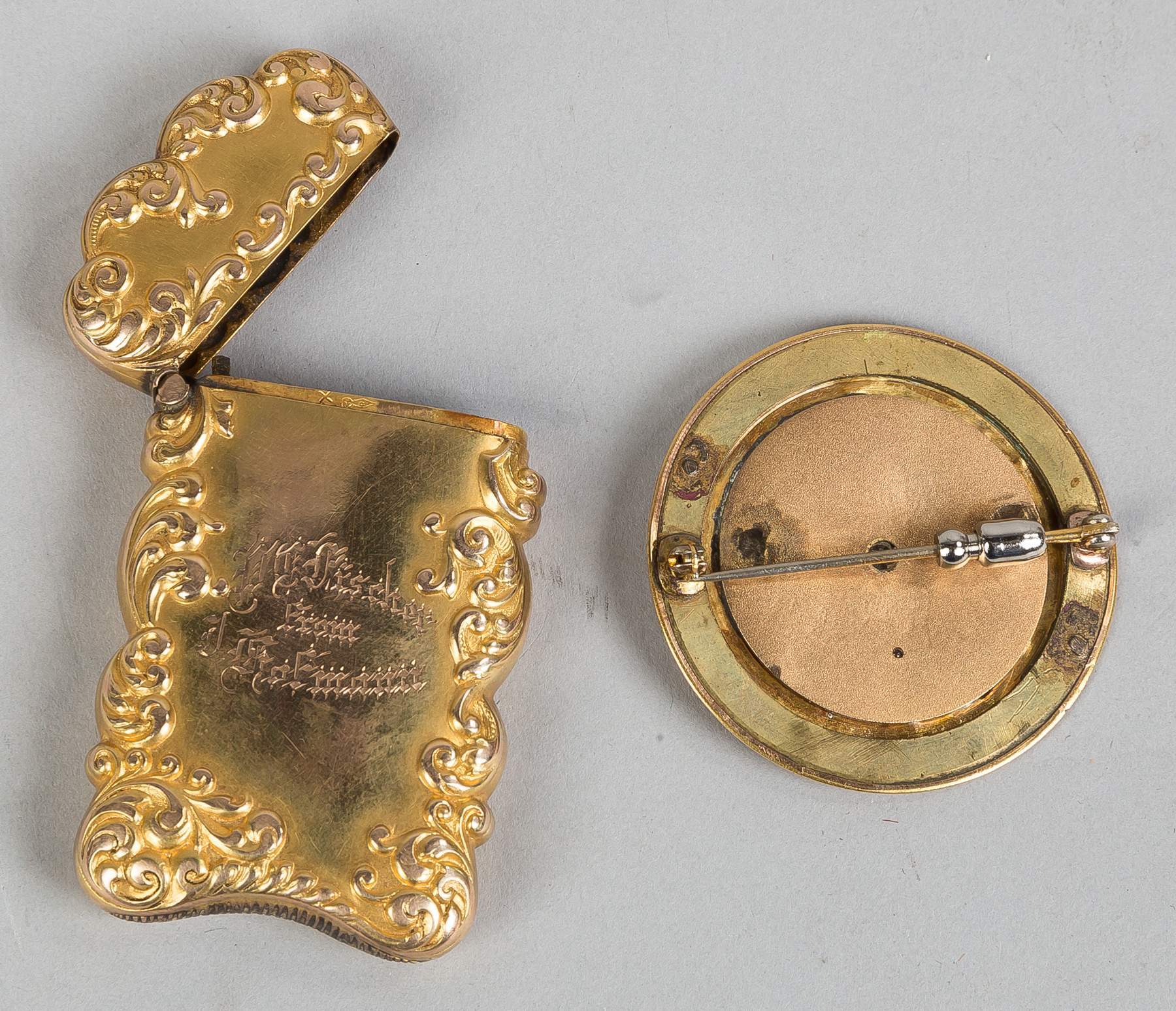 Gold Match Safe and Gold Clock Dial w/Diamond | Cottone Auctions