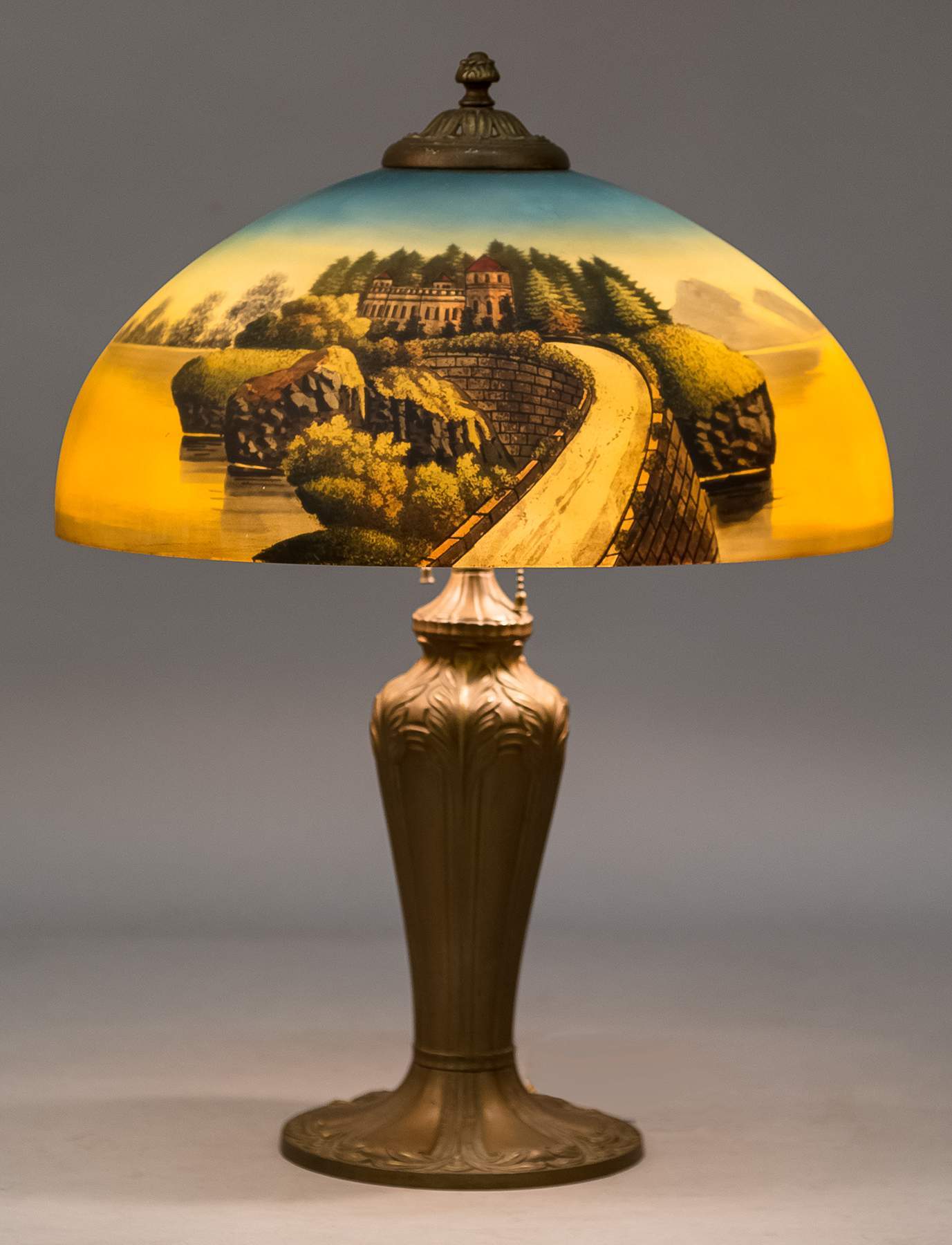 Phoenix Reverse Painted Table Lamp | Cottone Auctions