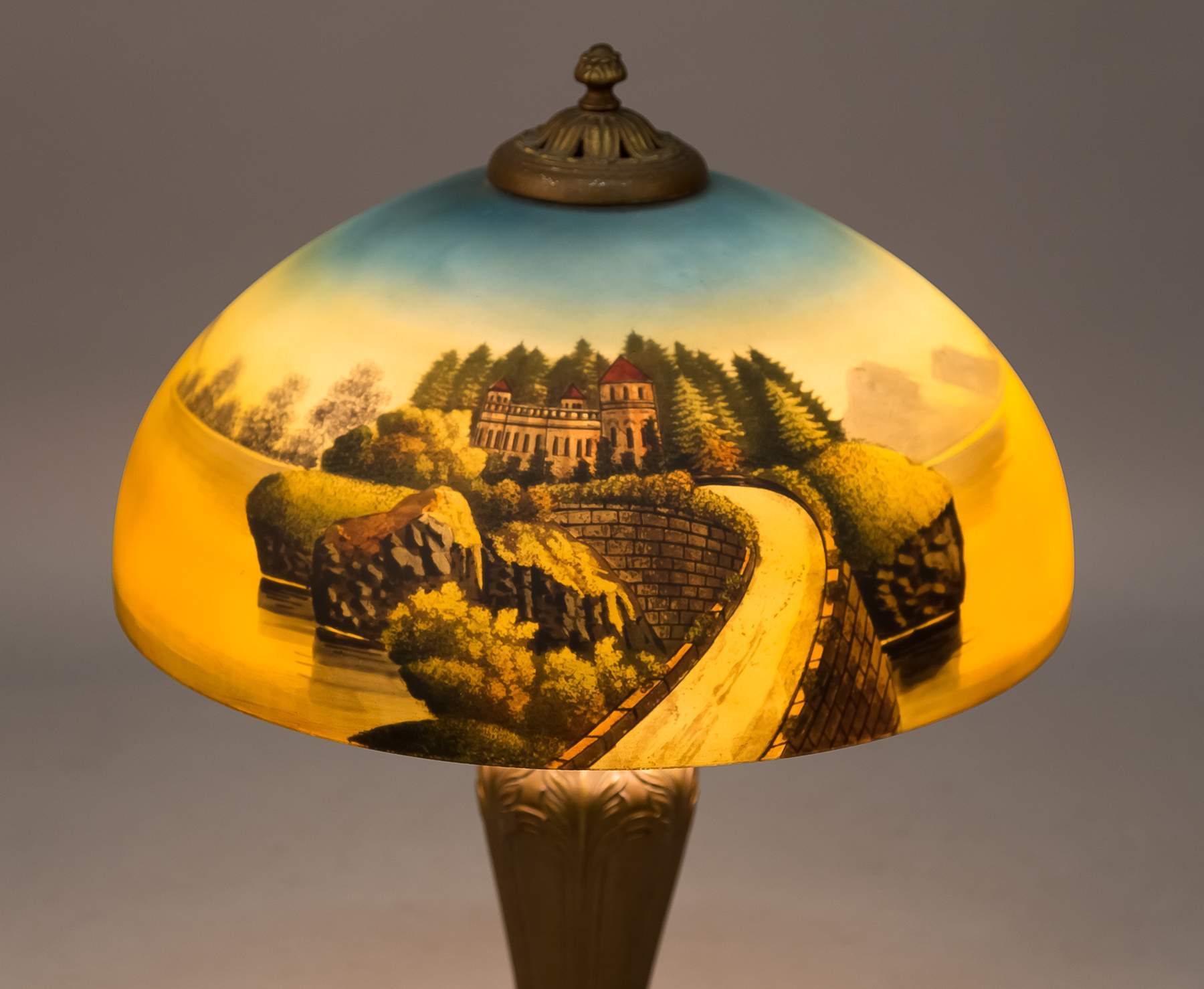Phoenix Reverse Painted Table Lamp | Cottone Auctions