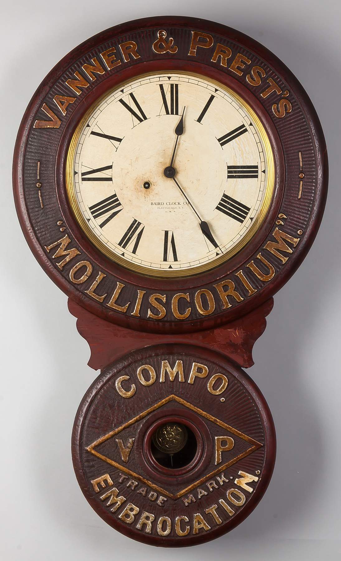 Baird Advertising Clock, Plattsburgh, NY for Vanner & Prest's ...