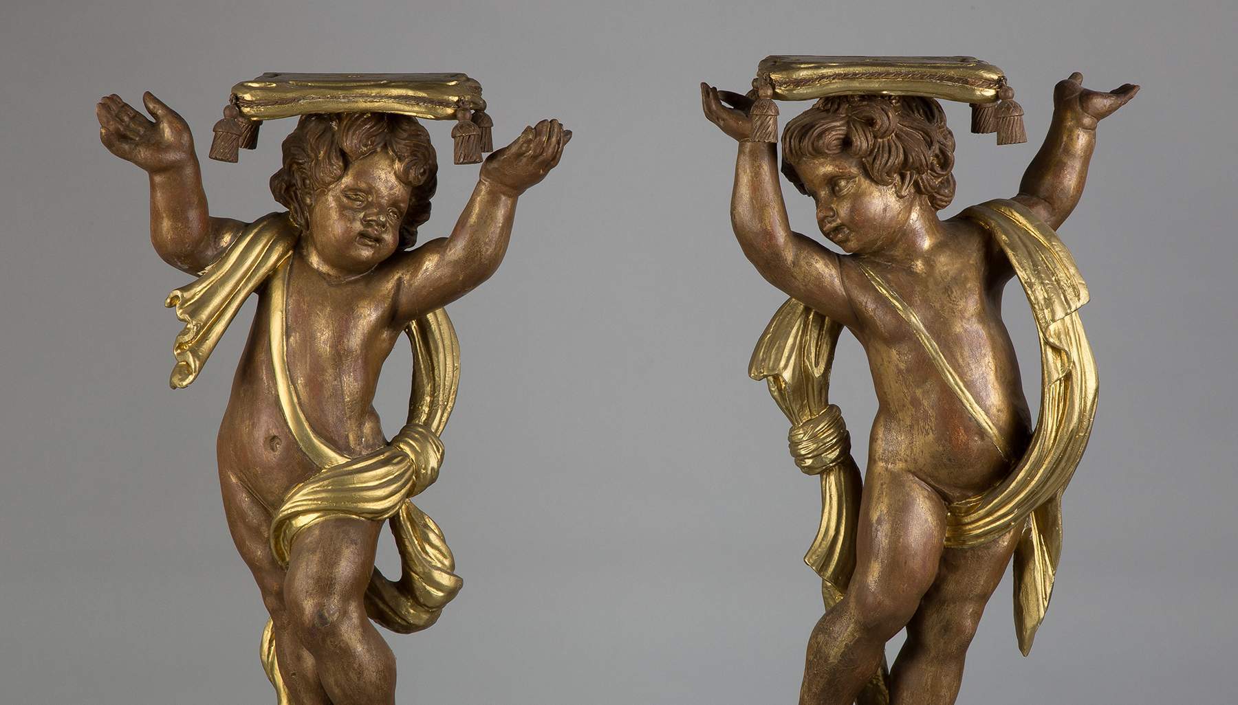 Carved and Painted Putti Stands | Cottone Auctions