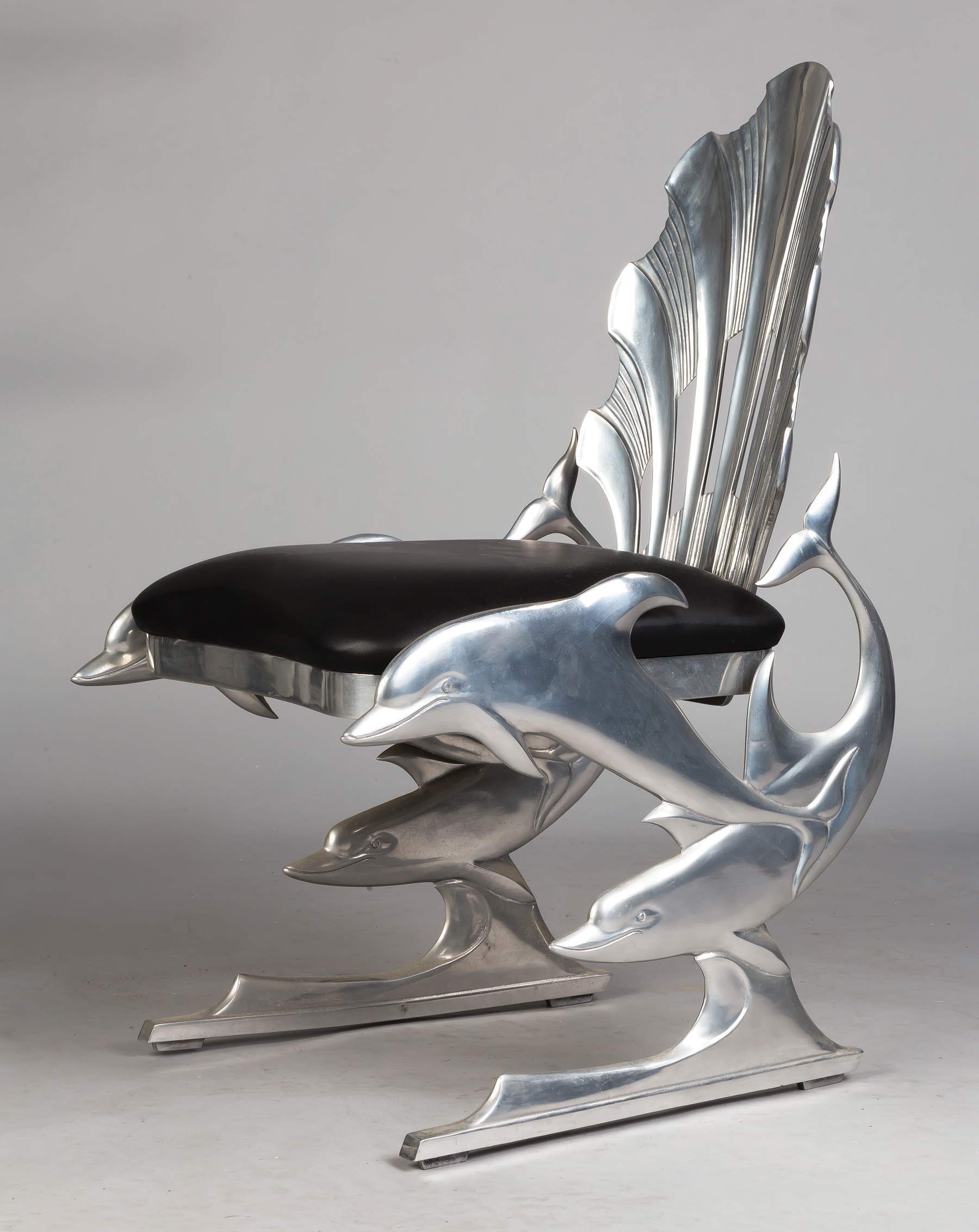 Ray Lewis, Pair of Cast Aluminum Dolphin Chairs | Cottone Auctions