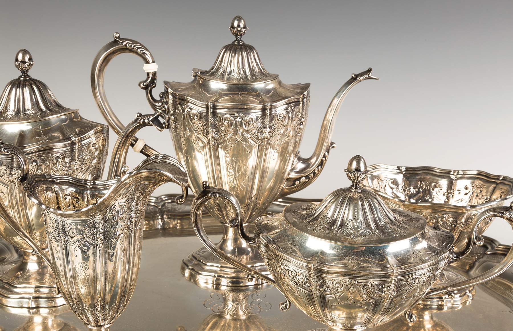 Six Piece Gorham Sterling Silver Tea Set | Cottone Auctions