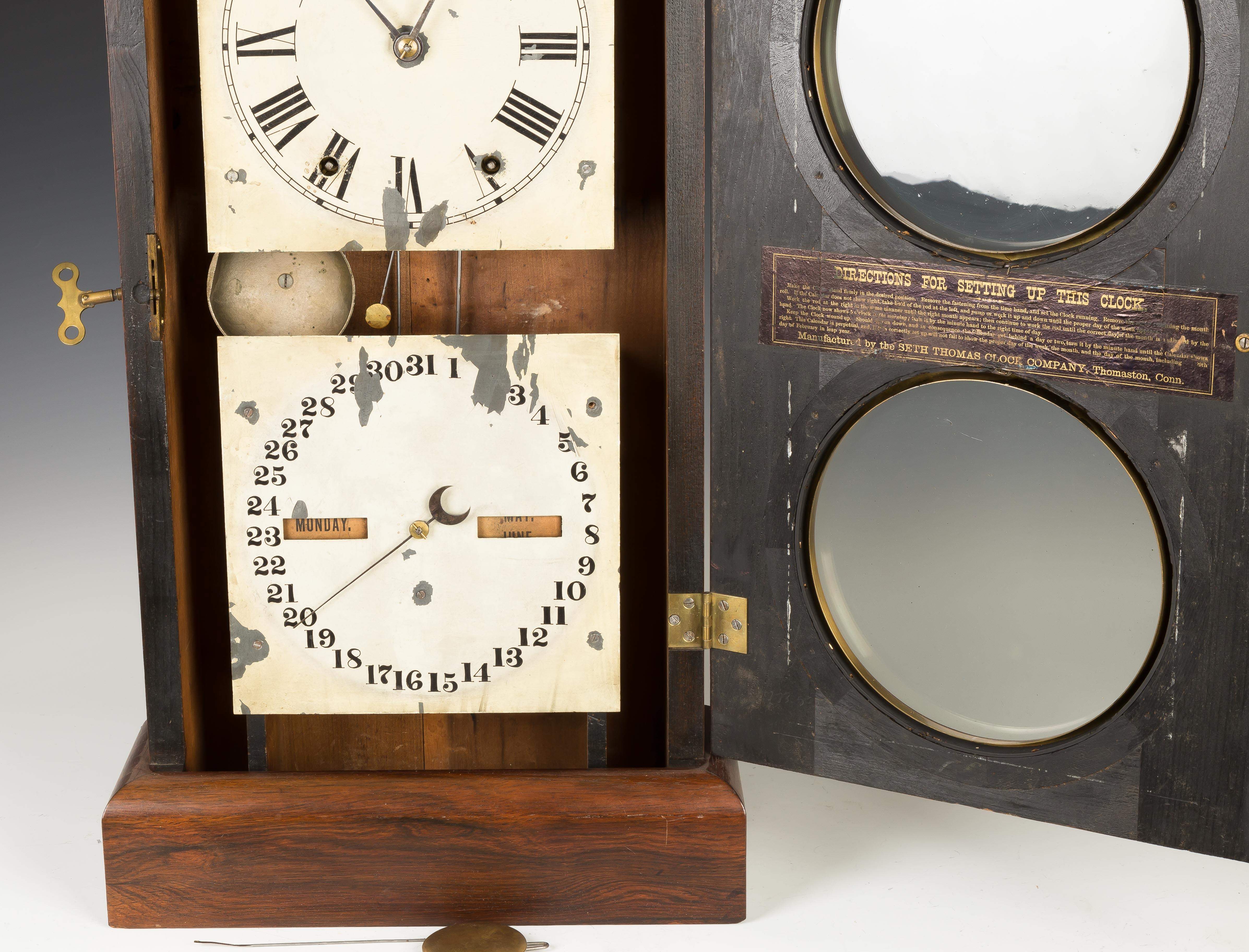 Seth Thomas Parlor Double Dial Calendar Shelf Clock | Cottone Auctions