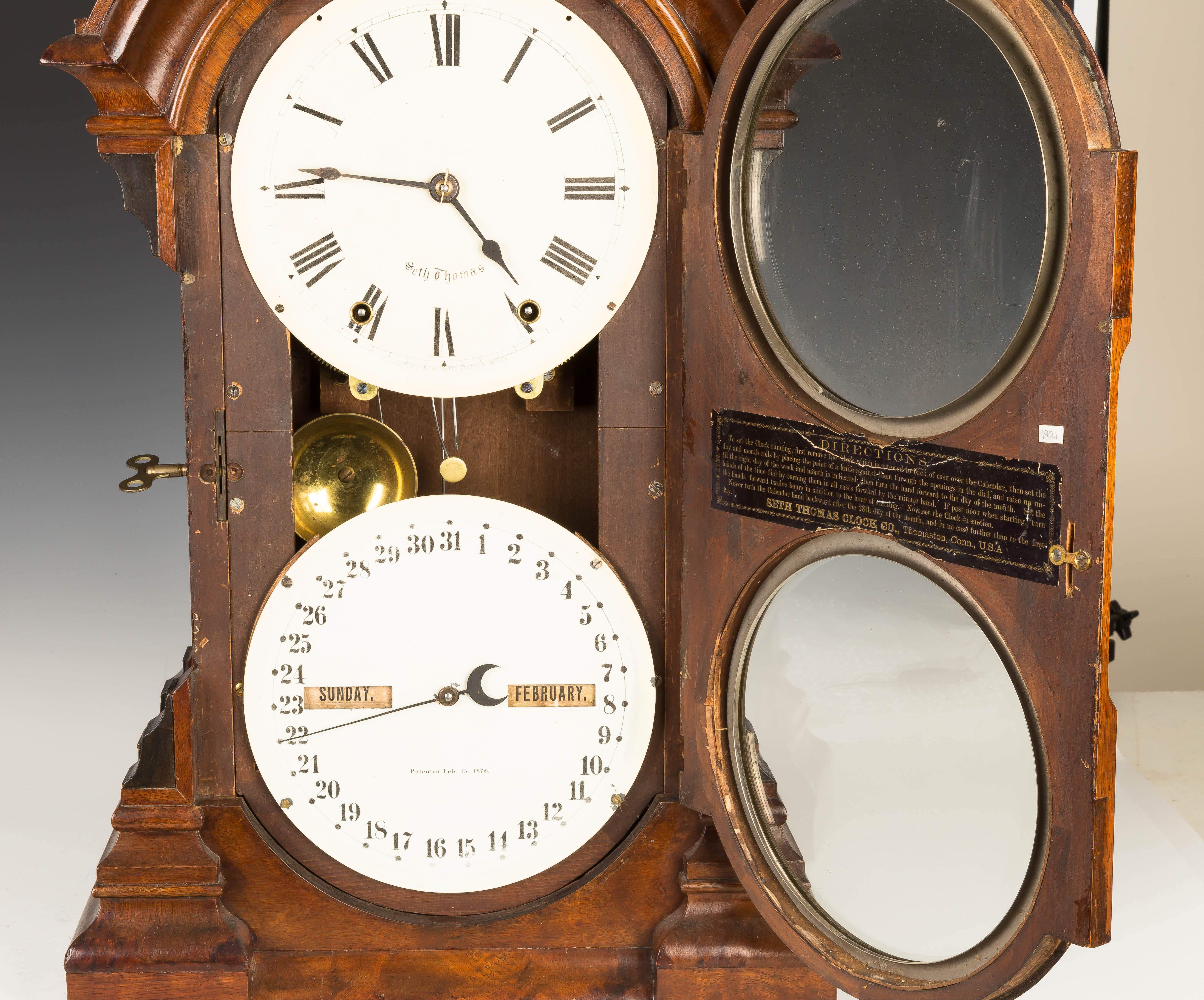 Seth Thomas Parlor Double Dial Calendar Shelf Clock | Cottone Auctions