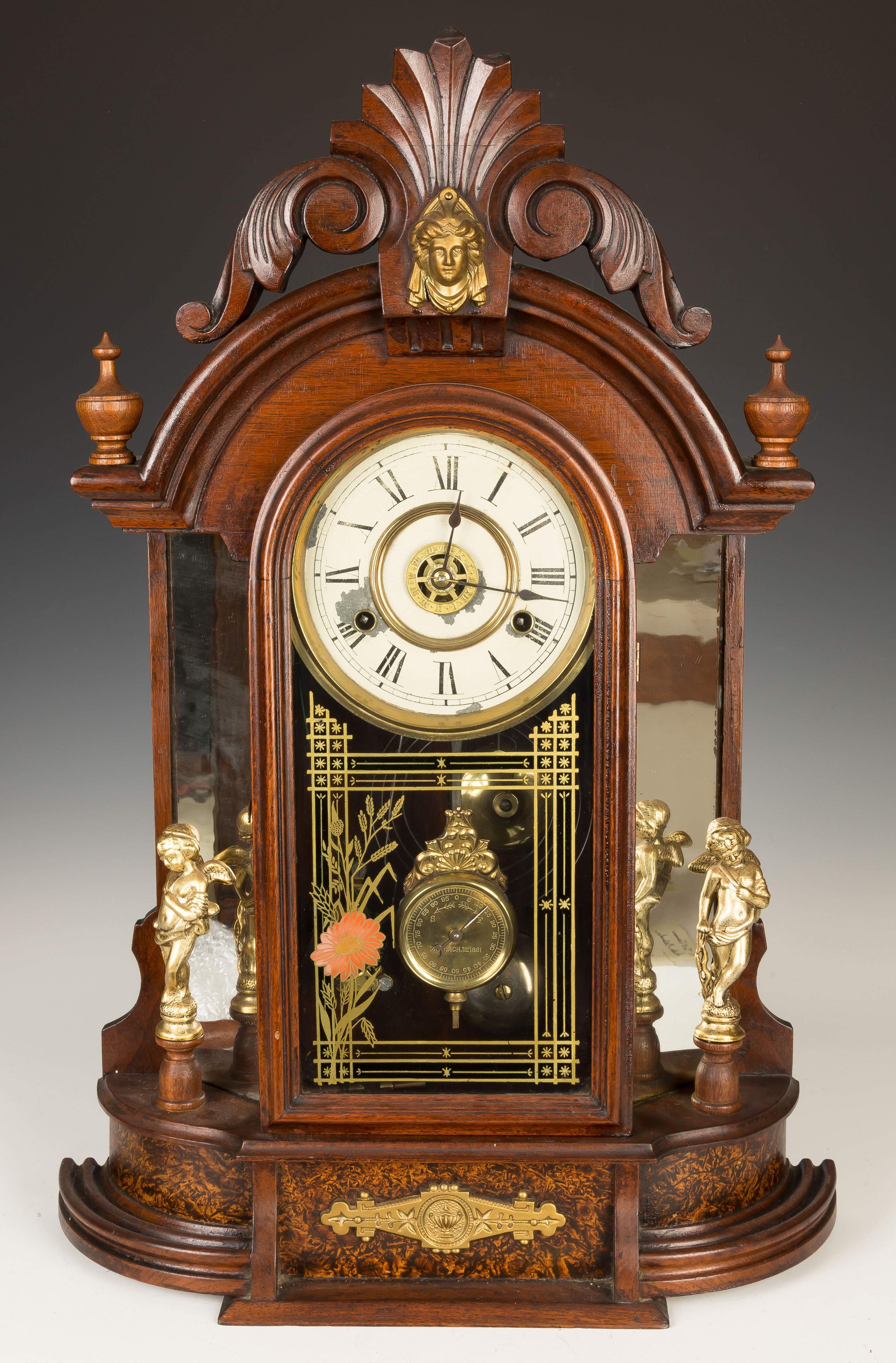 New Haven Side Mirror Victorian Shelf Clock | Cottone Auctions