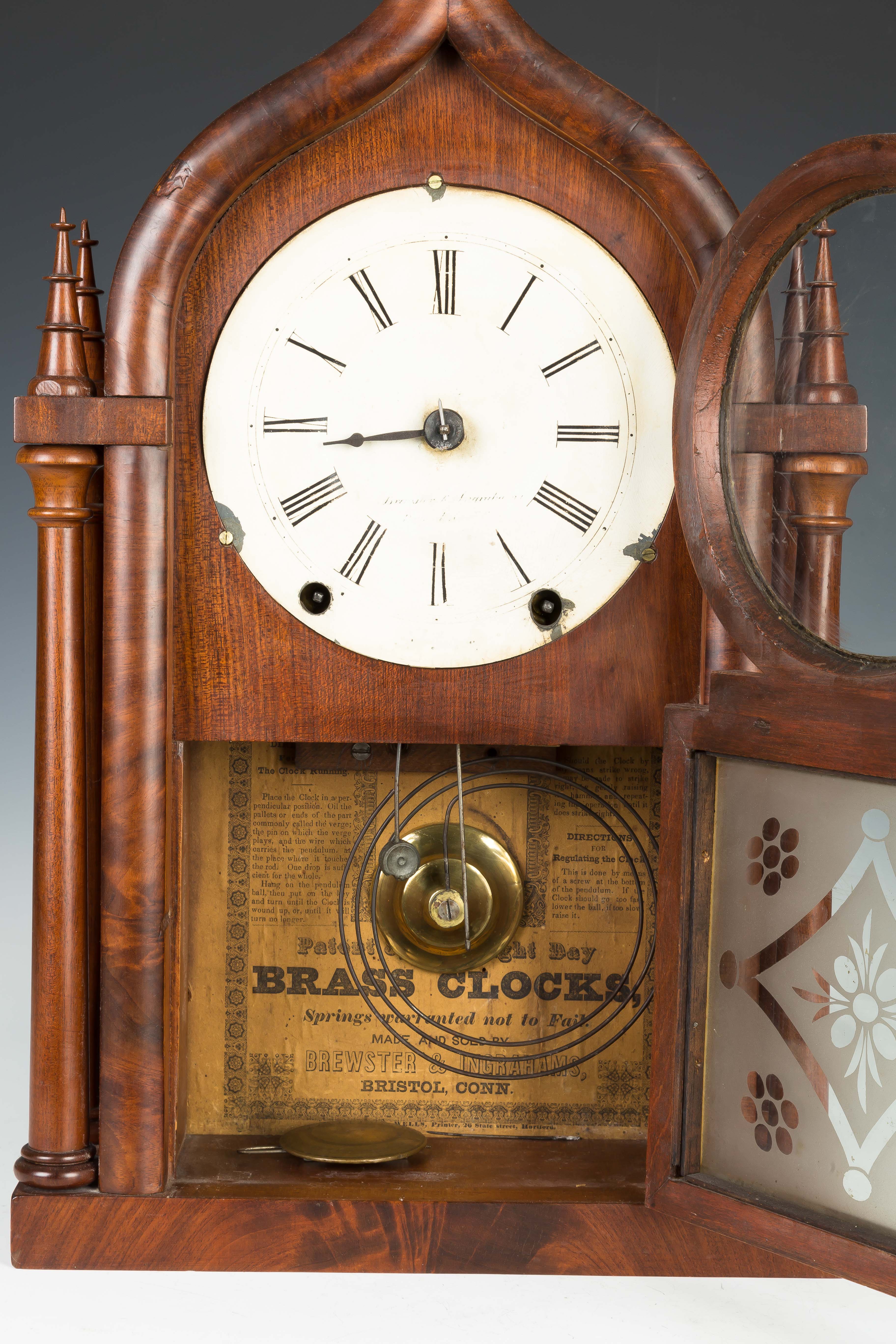 Brewster & Ingraham Four Column Onion Top Steeple Shelf Clock | Cottone ...