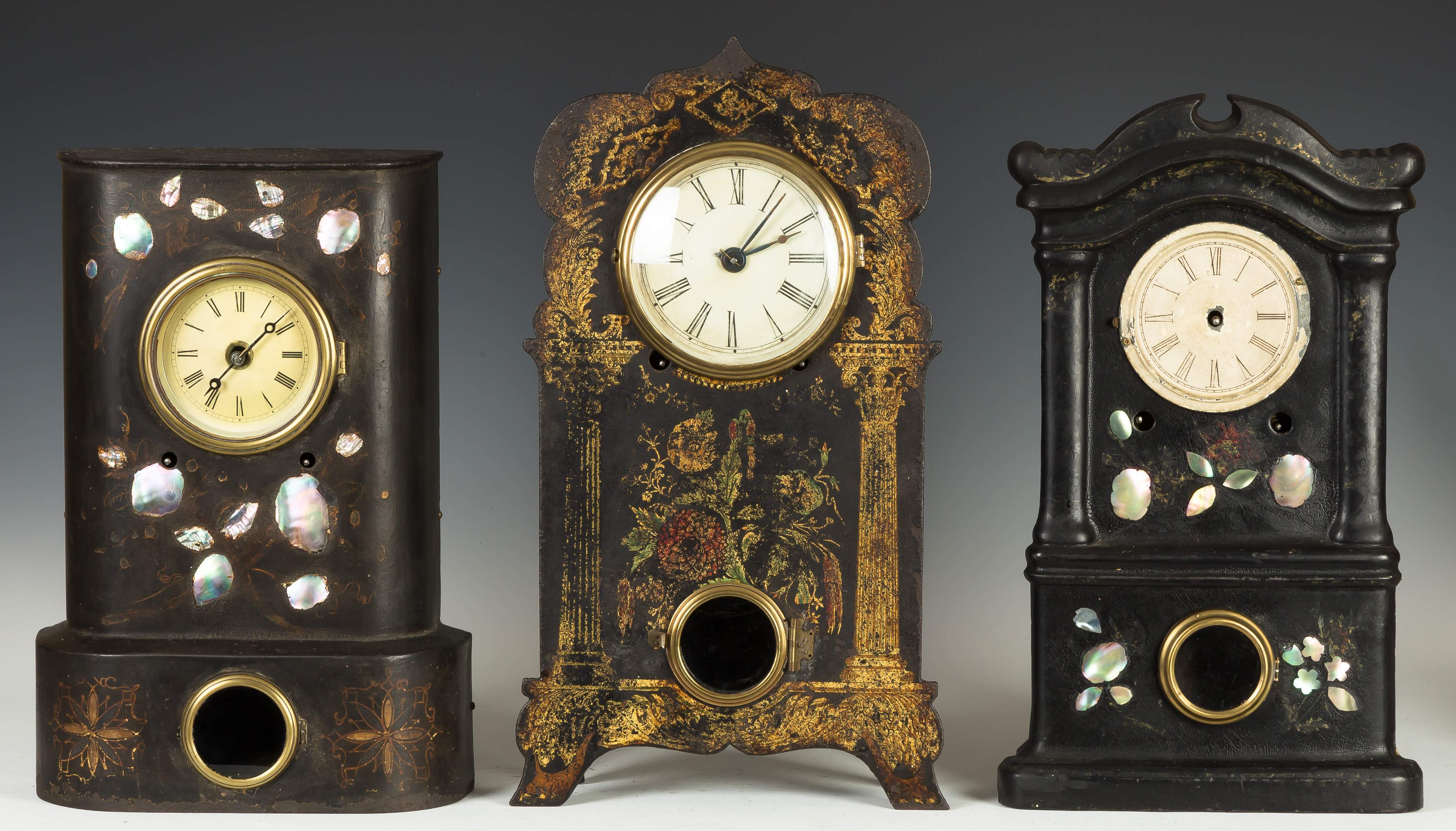 Three Iron Front Shelf Clocks | Cottone Auctions