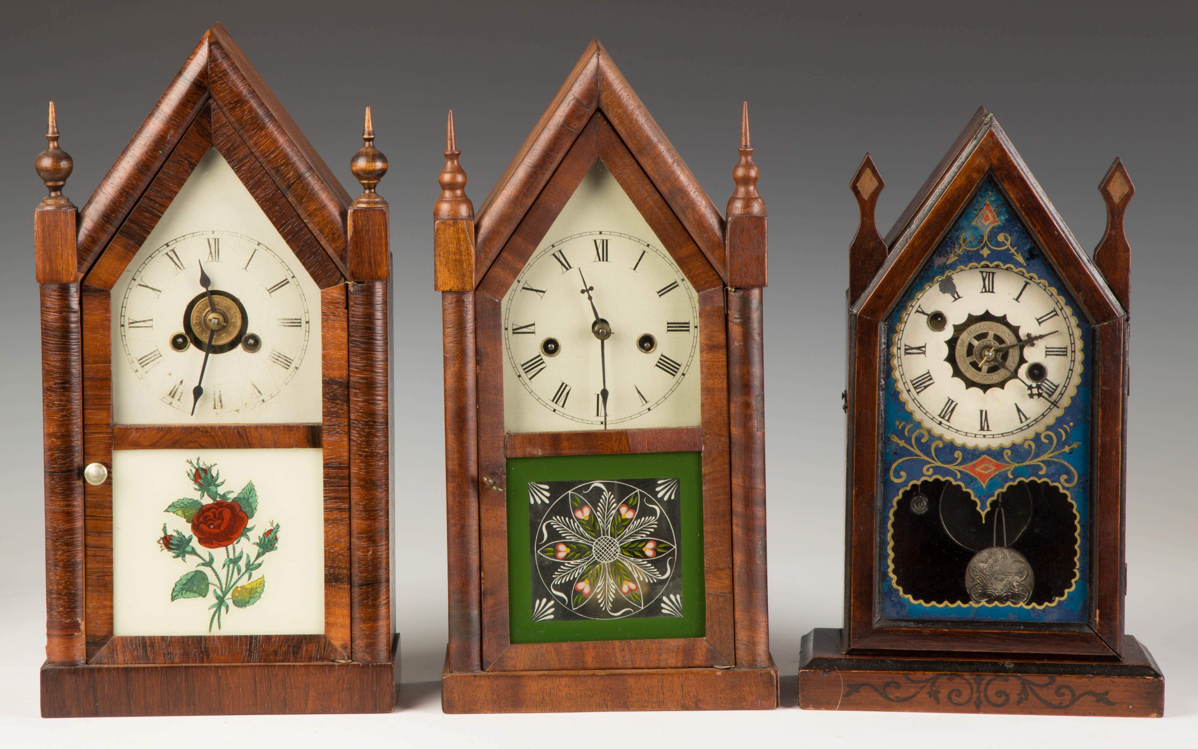 Three Miniature Steeple Shelf Clocks | Cottone Auctions
