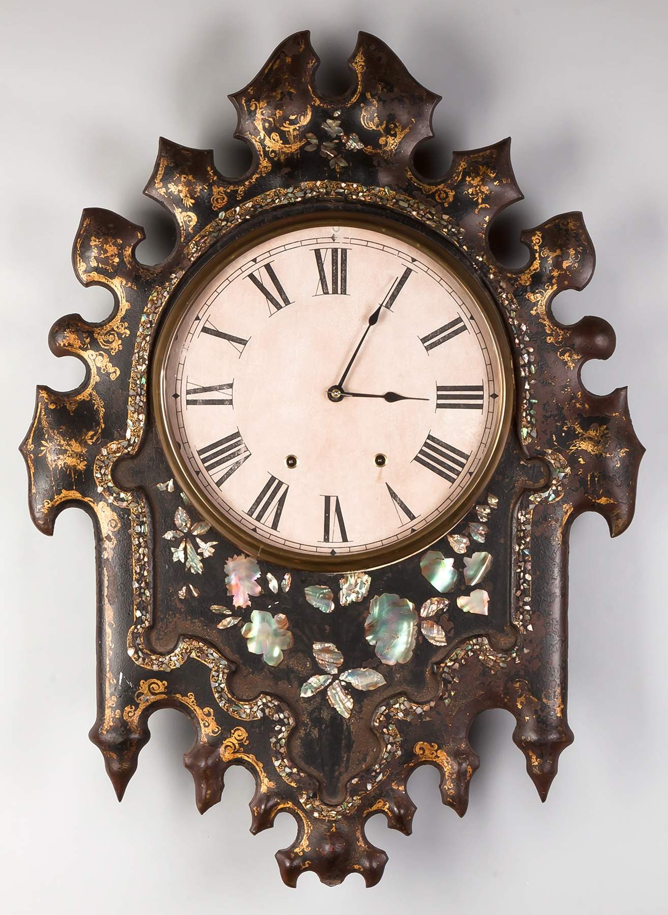Gothic Style Cast Iron Front Wall Clock | Cottone Auctions