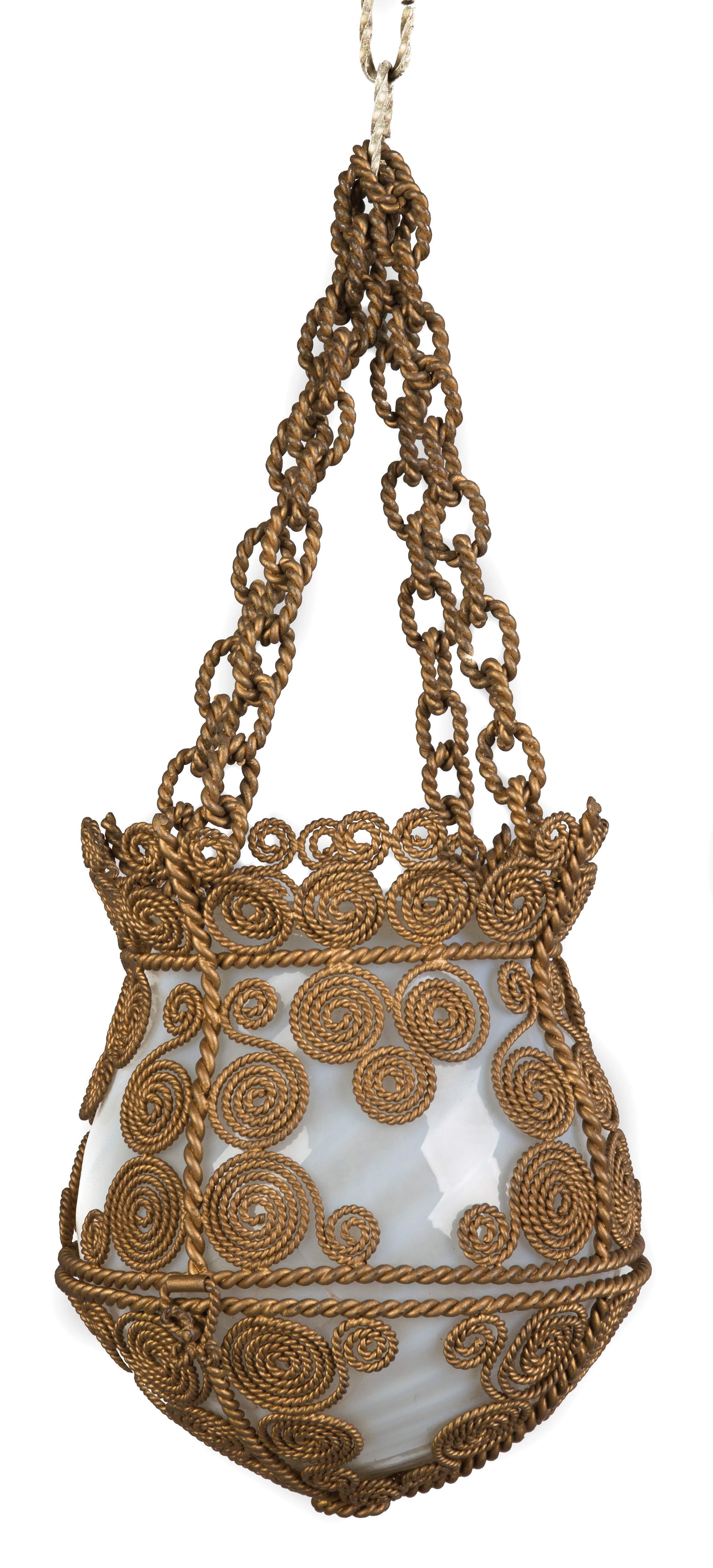 Gilded Wire Tiffany Style Hall Lamp | Cottone Auctions