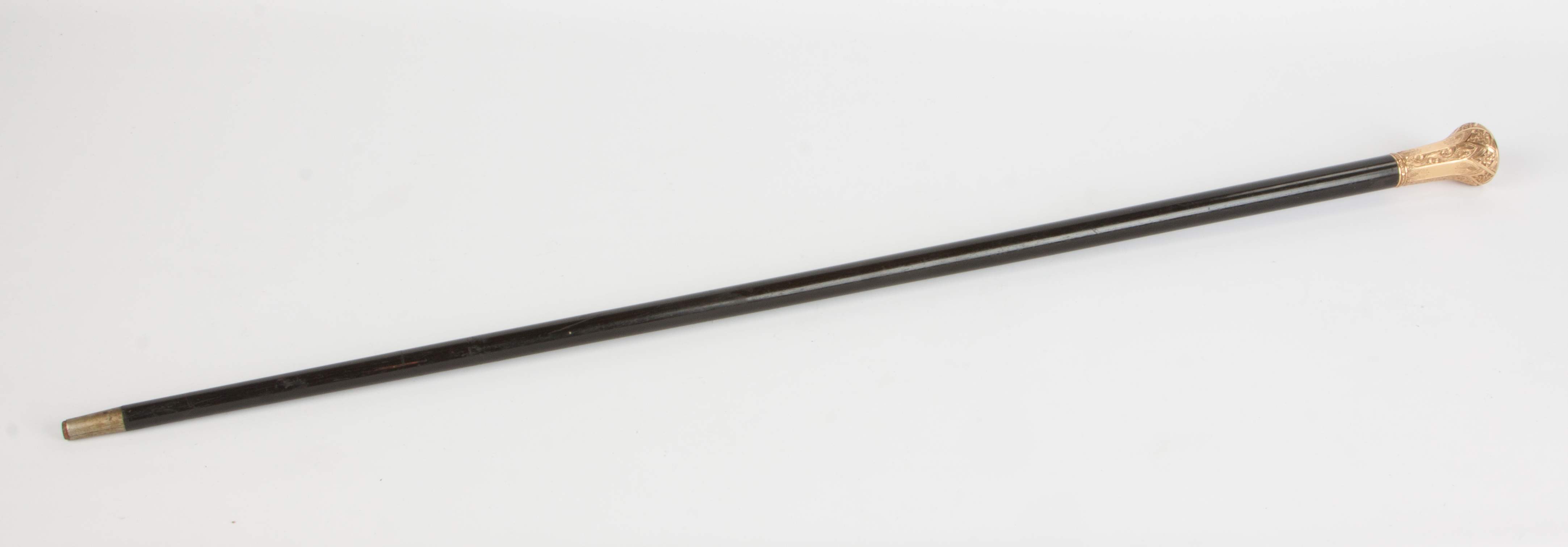 14K Gold Handled Engraved Cane | Cottone Auctions