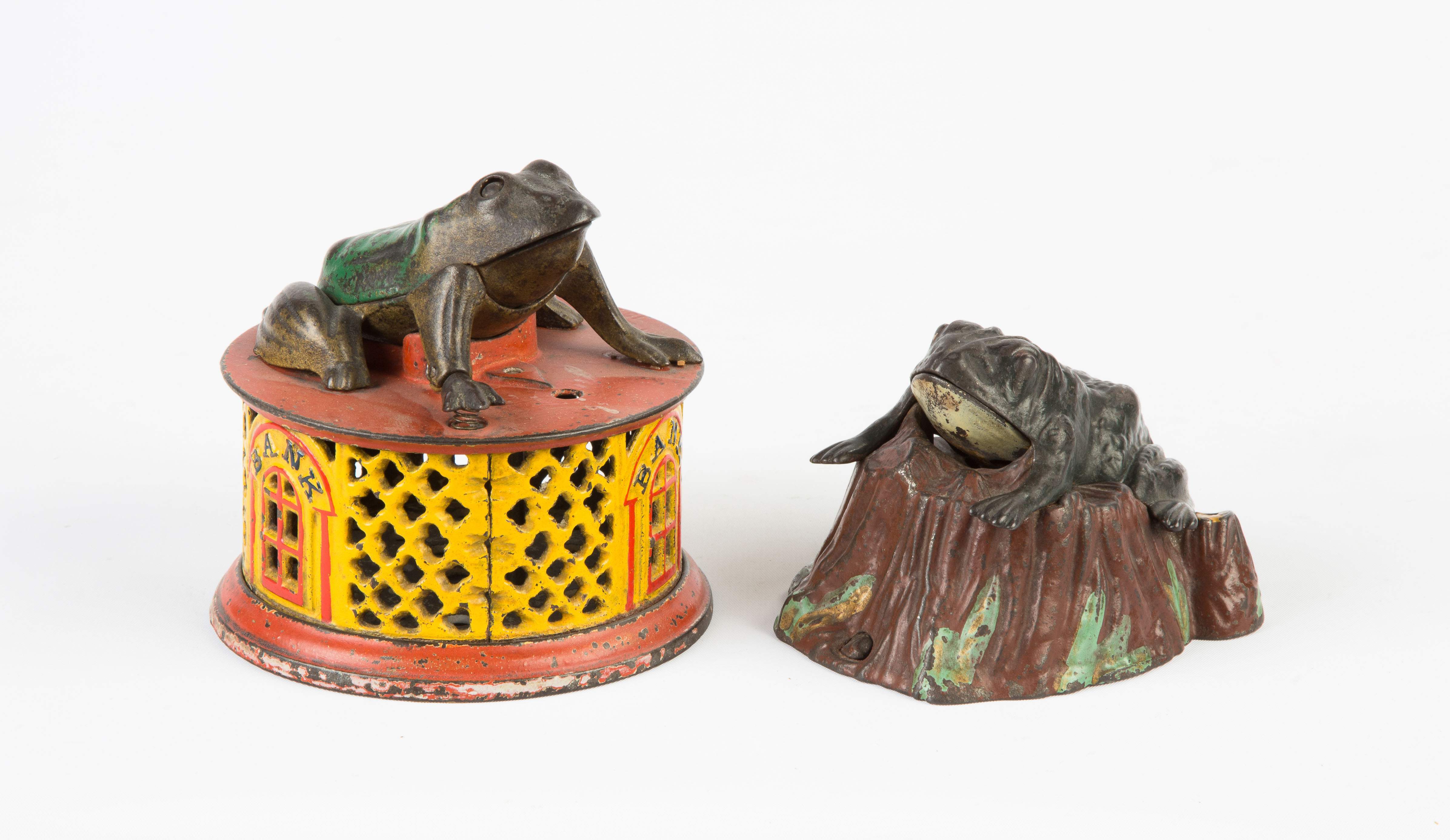 Two Cast Iron Semi-Mechanical Frog Banks | Cottone Auctions