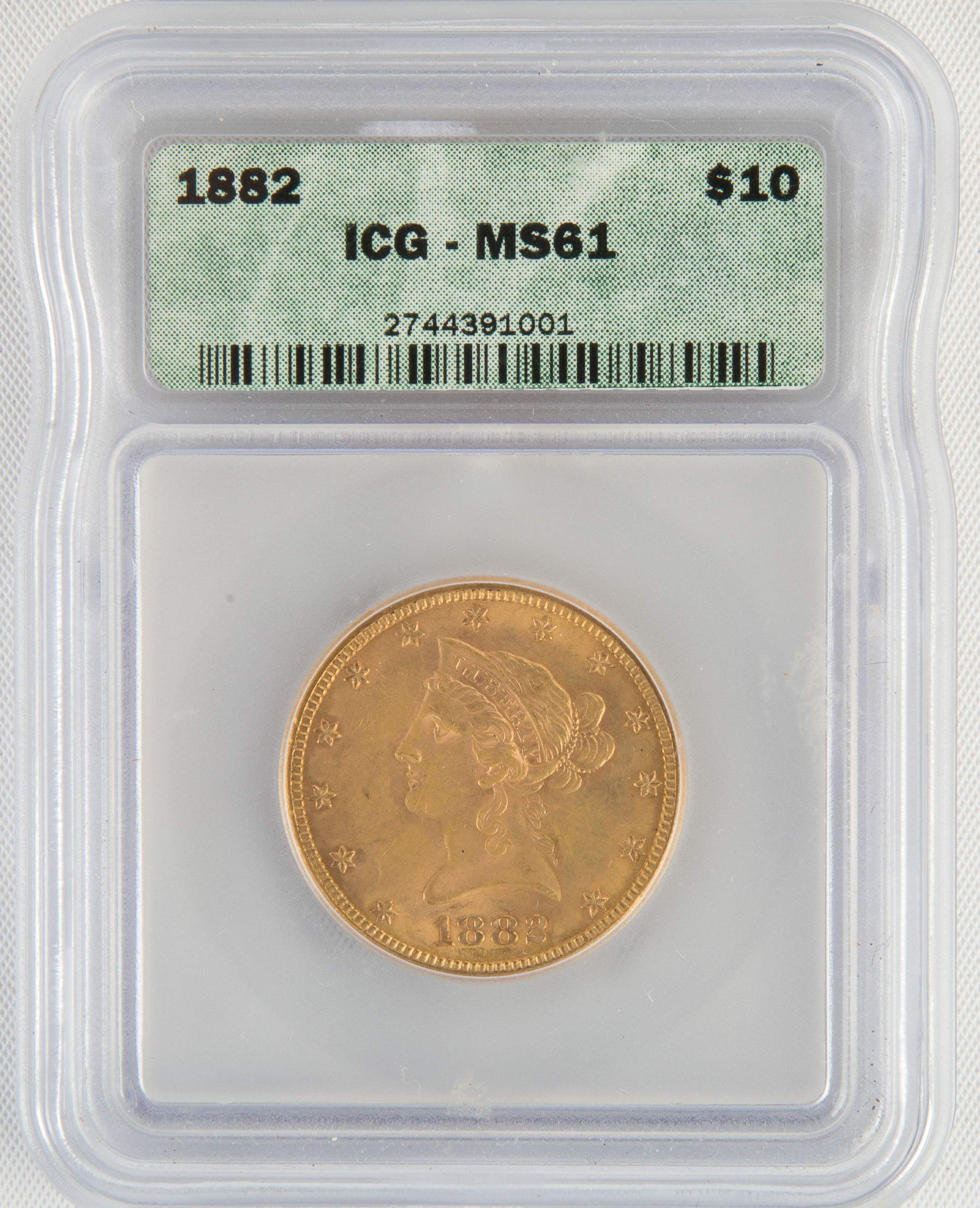 1882 Liberty Head $10 Gold Coin | Cottone Auctions