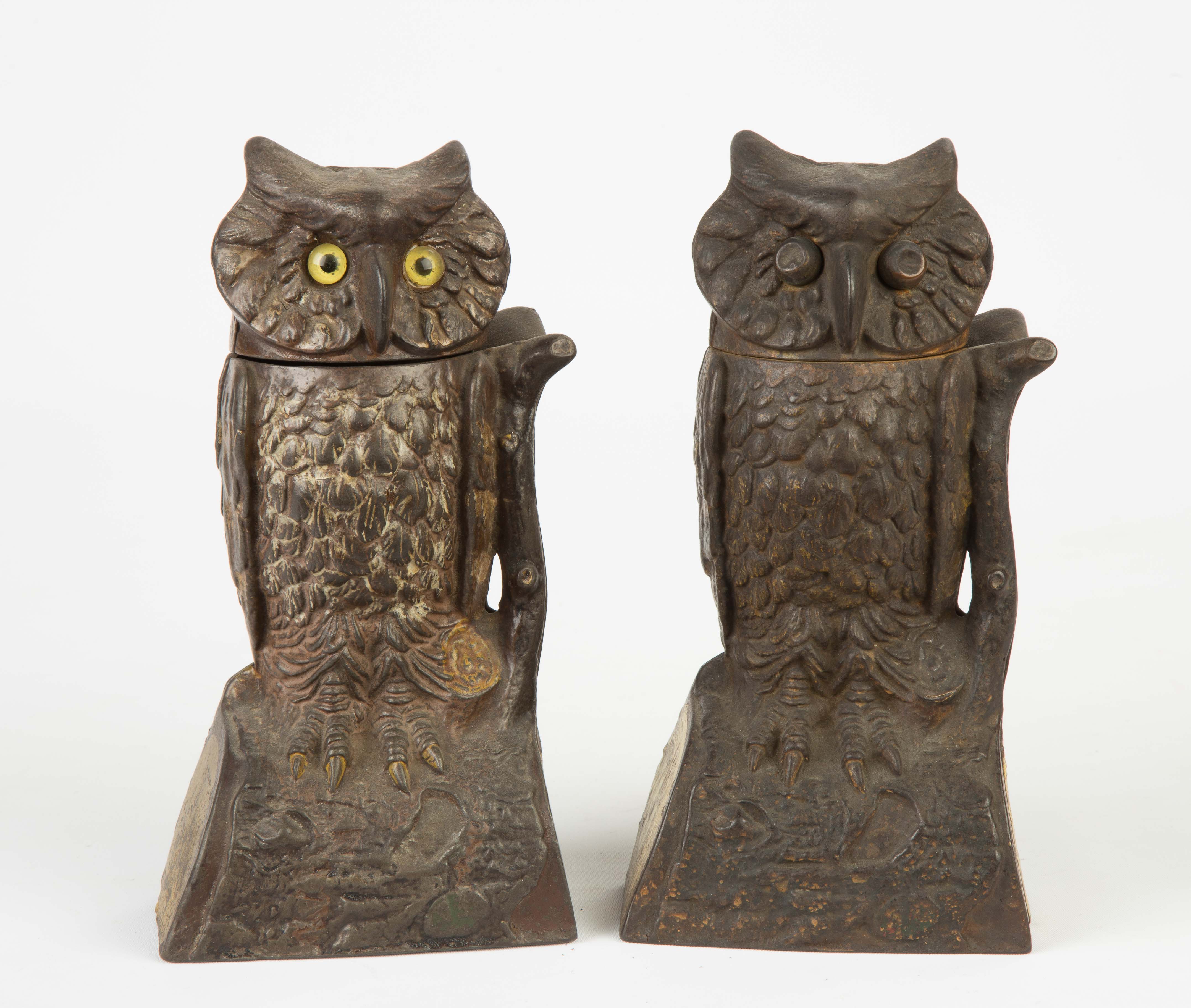 Two Owl Turns Head Cast Iron Mechanical Banks | Cottone Auctions
