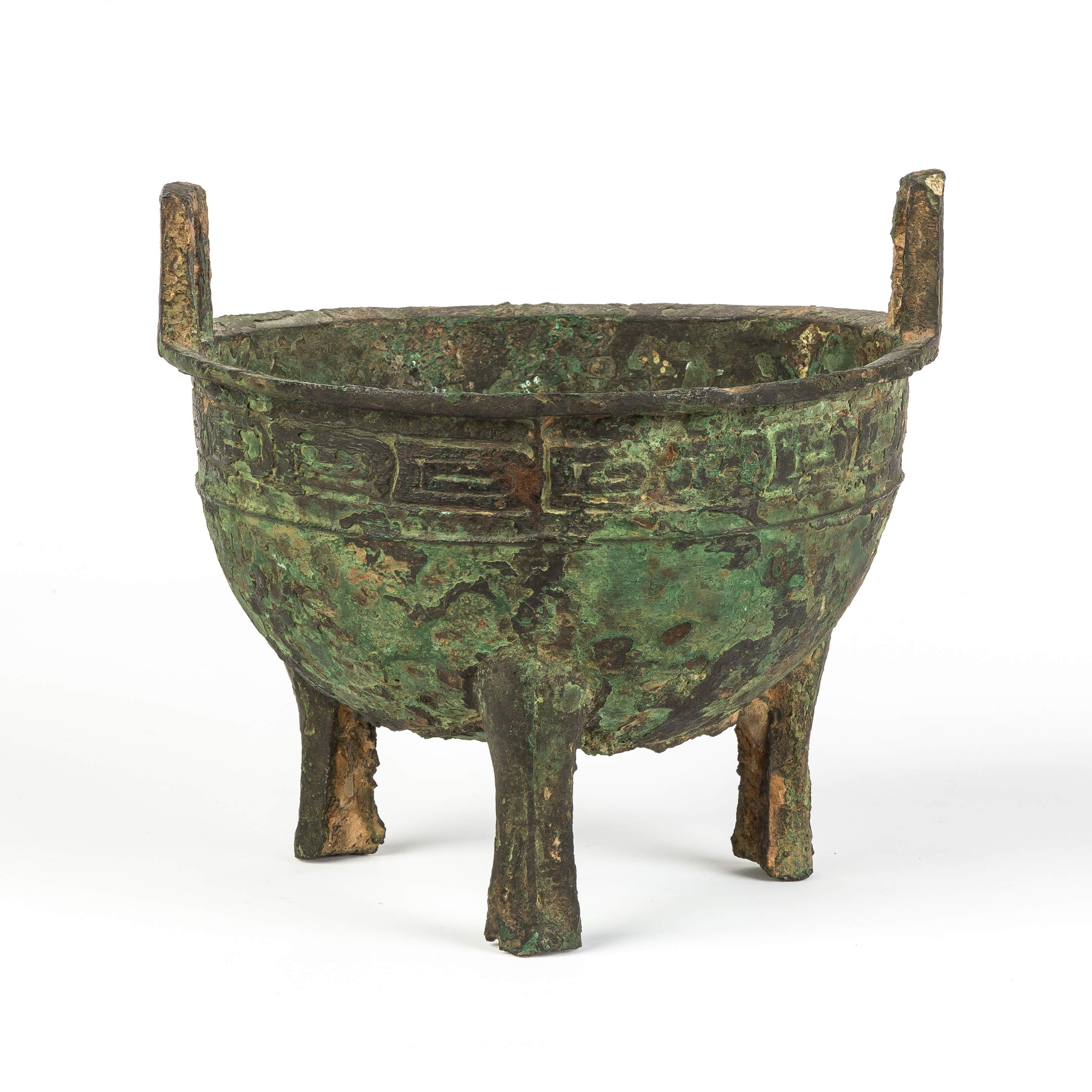 Chinese Bronze Handled and Footed Cooking Pot | Cottone Auctions