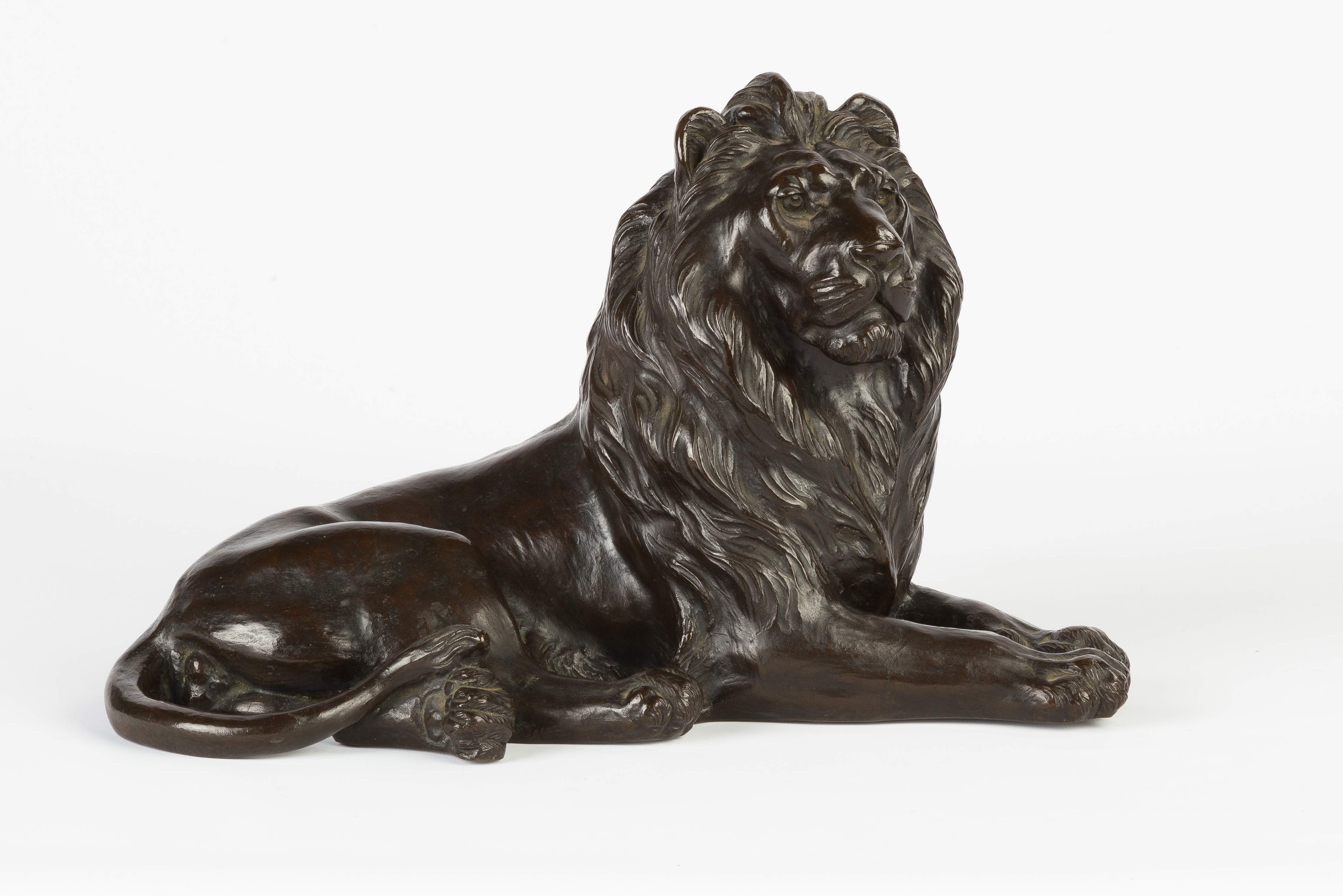 Asian Reclining Bronze Lion | Cottone Auctions