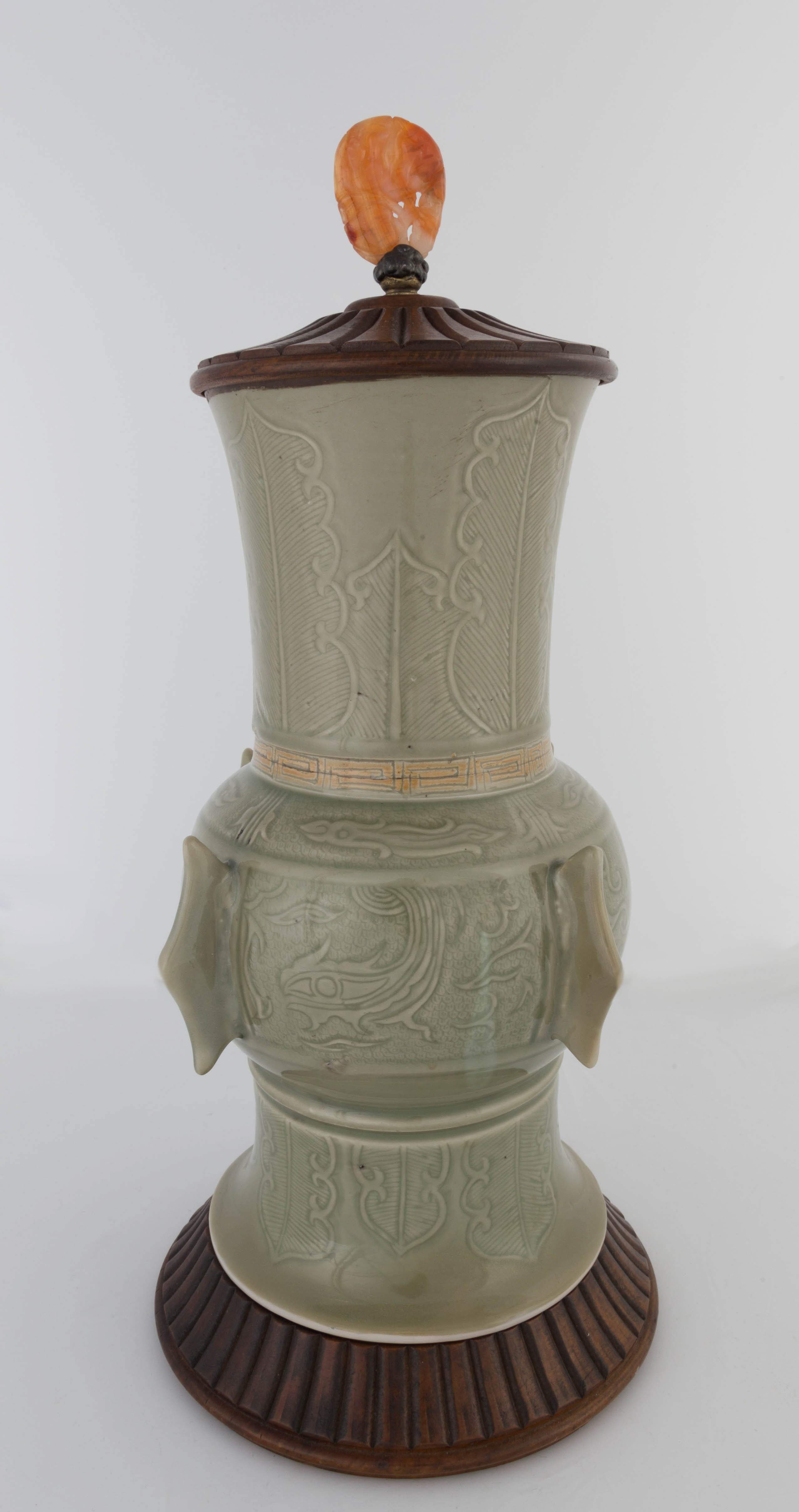 Celadon Incised Vase | Cottone Auctions